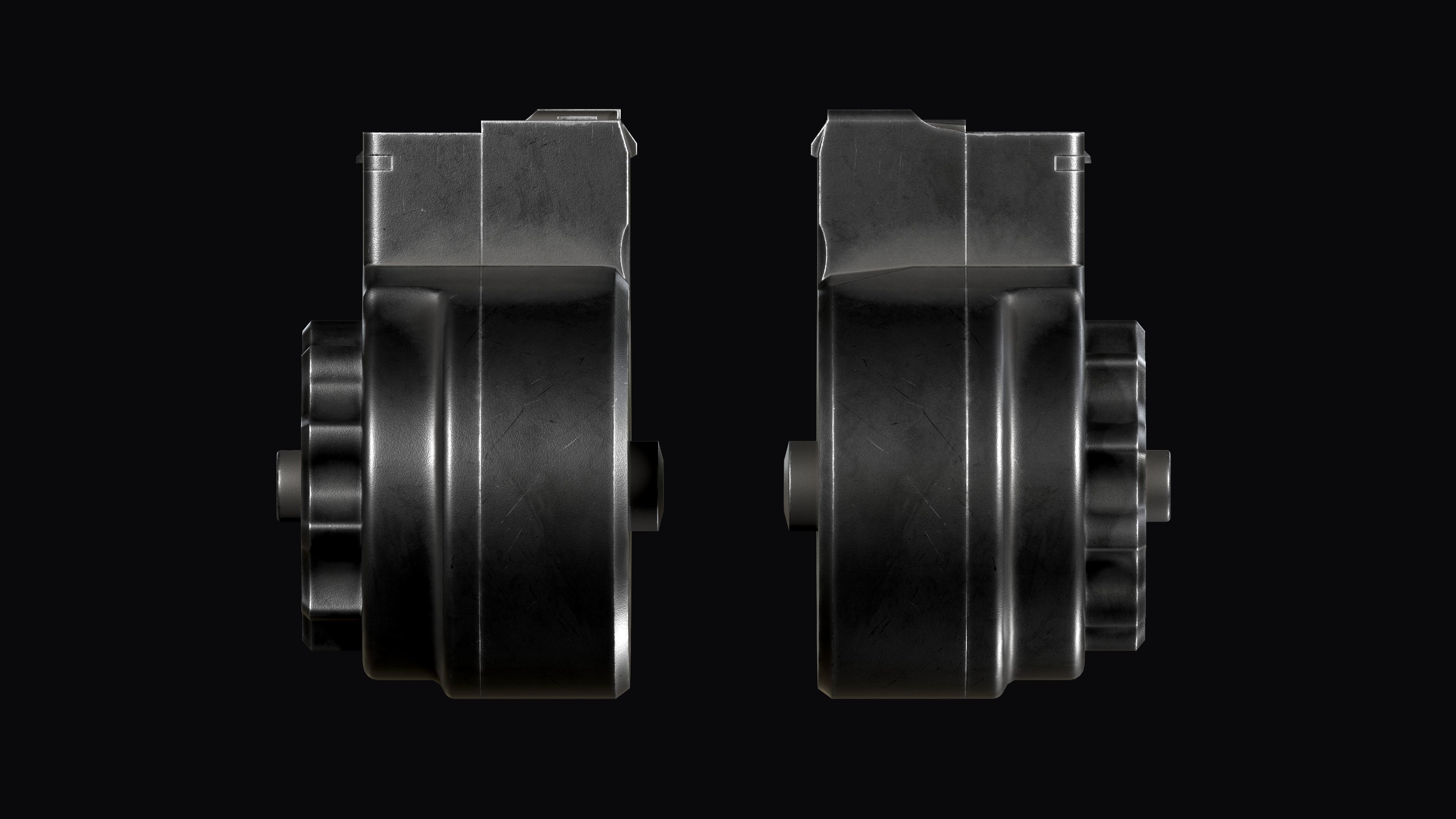 3D model X FAL 50 Round Drum Magazine For FAL 308 Rifles VR / AR / low ...