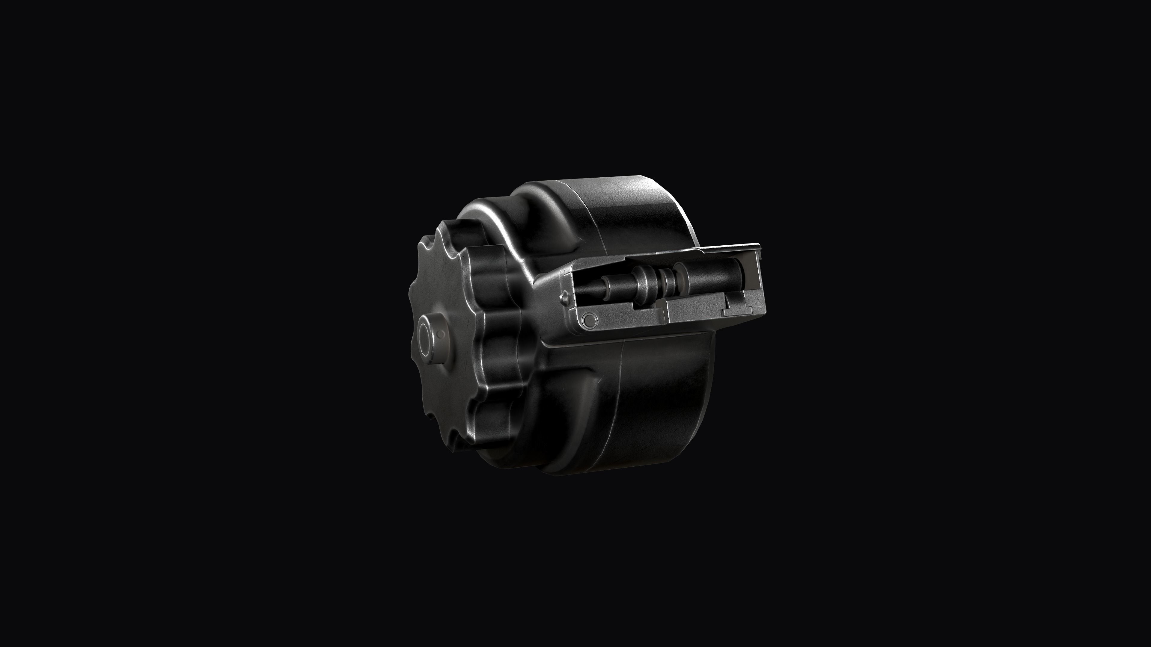 3D model X FAL 50 Round Drum Magazine For FAL 308 Rifles VR / AR / low ...