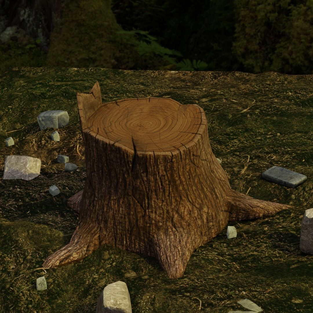 3D model Realistic Low-Poly PBR Tree Stump - A Game-Ready VR / AR / low ...