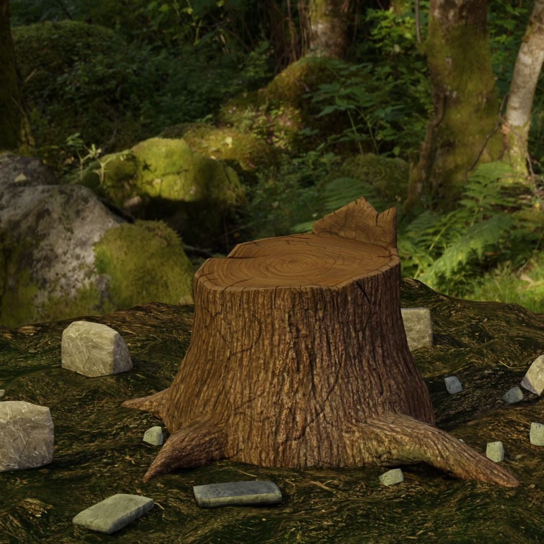 3D model Realistic Low-Poly PBR Tree Stump - A Game-Ready VR / AR / low ...