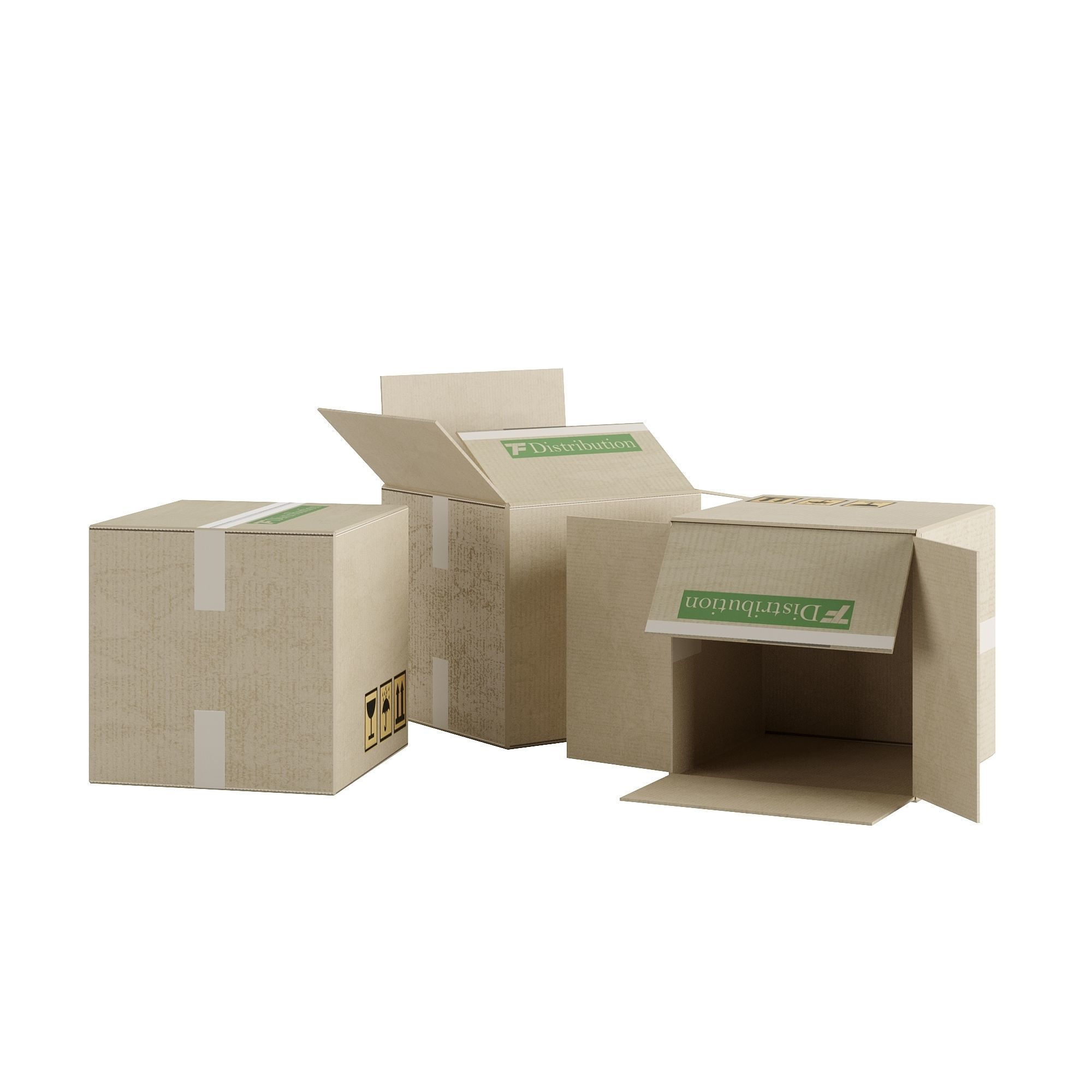 3D model carton box set VR / AR / low-poly | CGTrader