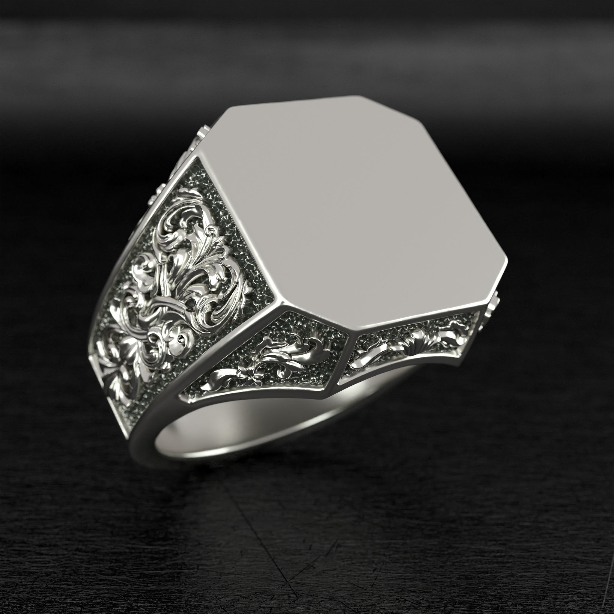 filigree signet ring 3D model 3D printable | CGTrader