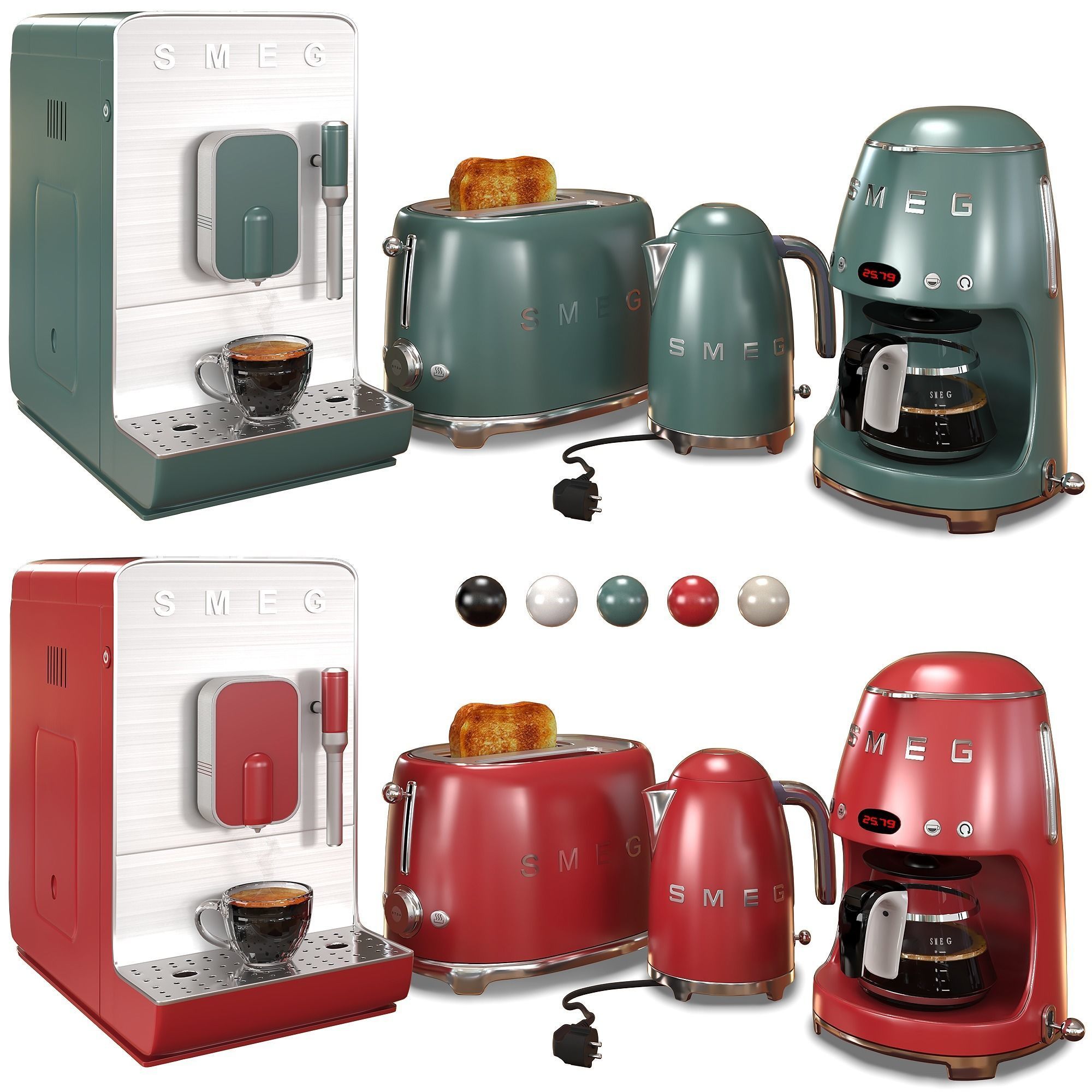 Set of kitchen appliances SMEG 01 3D model | CGTrader