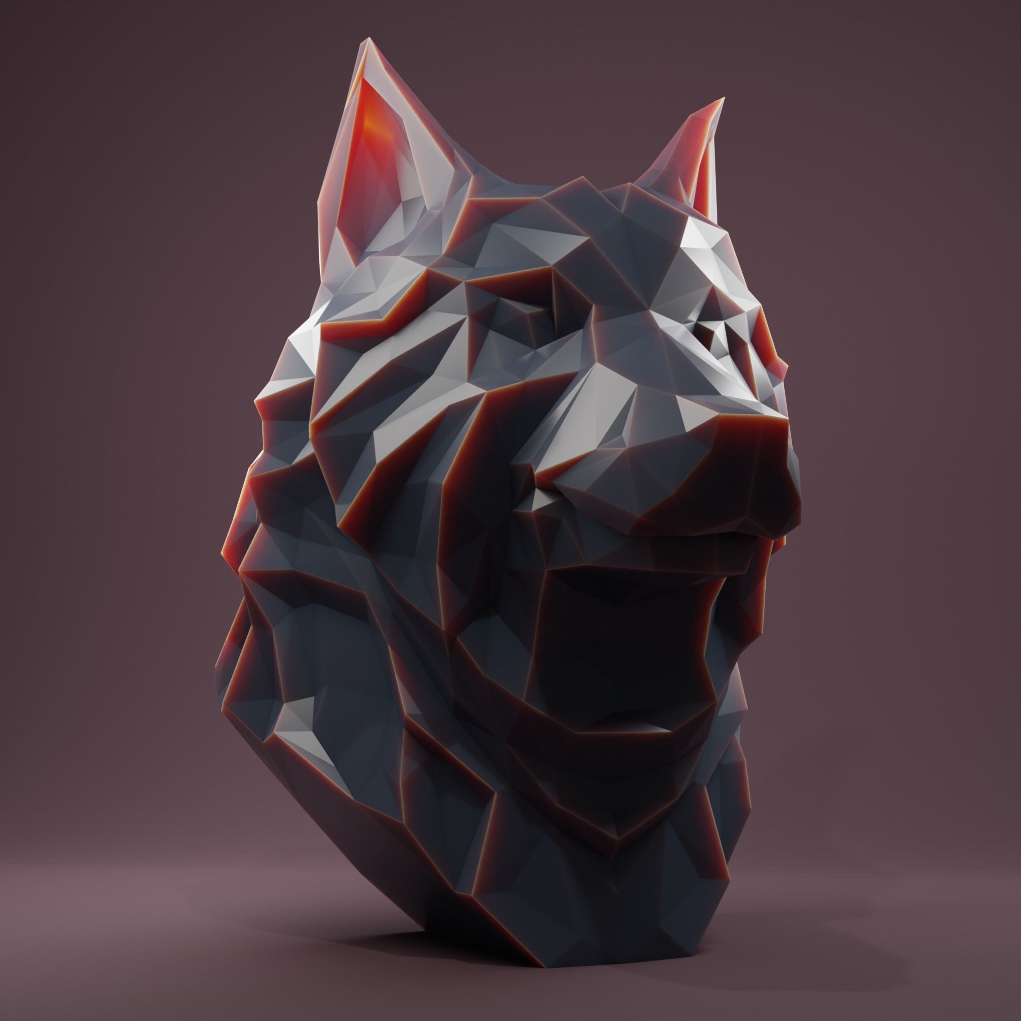 Low Poly style Wolf table top statue 3D model 3D printable | CGTrader