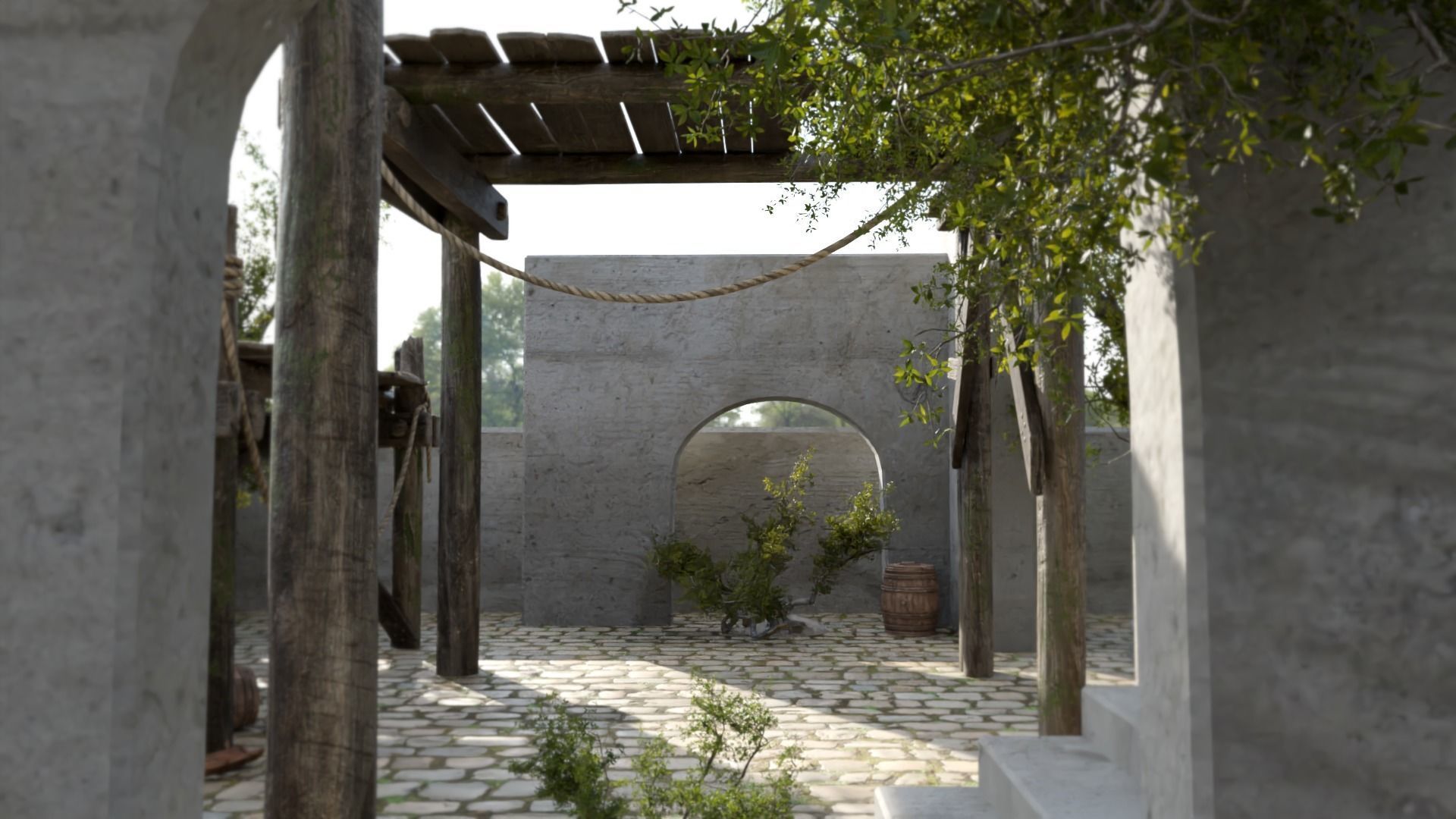 Stone Courtyard Environment 3D model | CGTrader