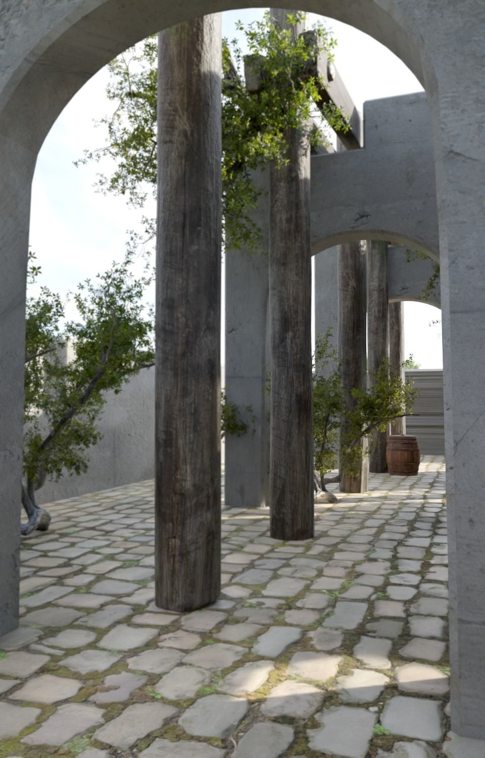 Stone Courtyard Environment 3D model | CGTrader