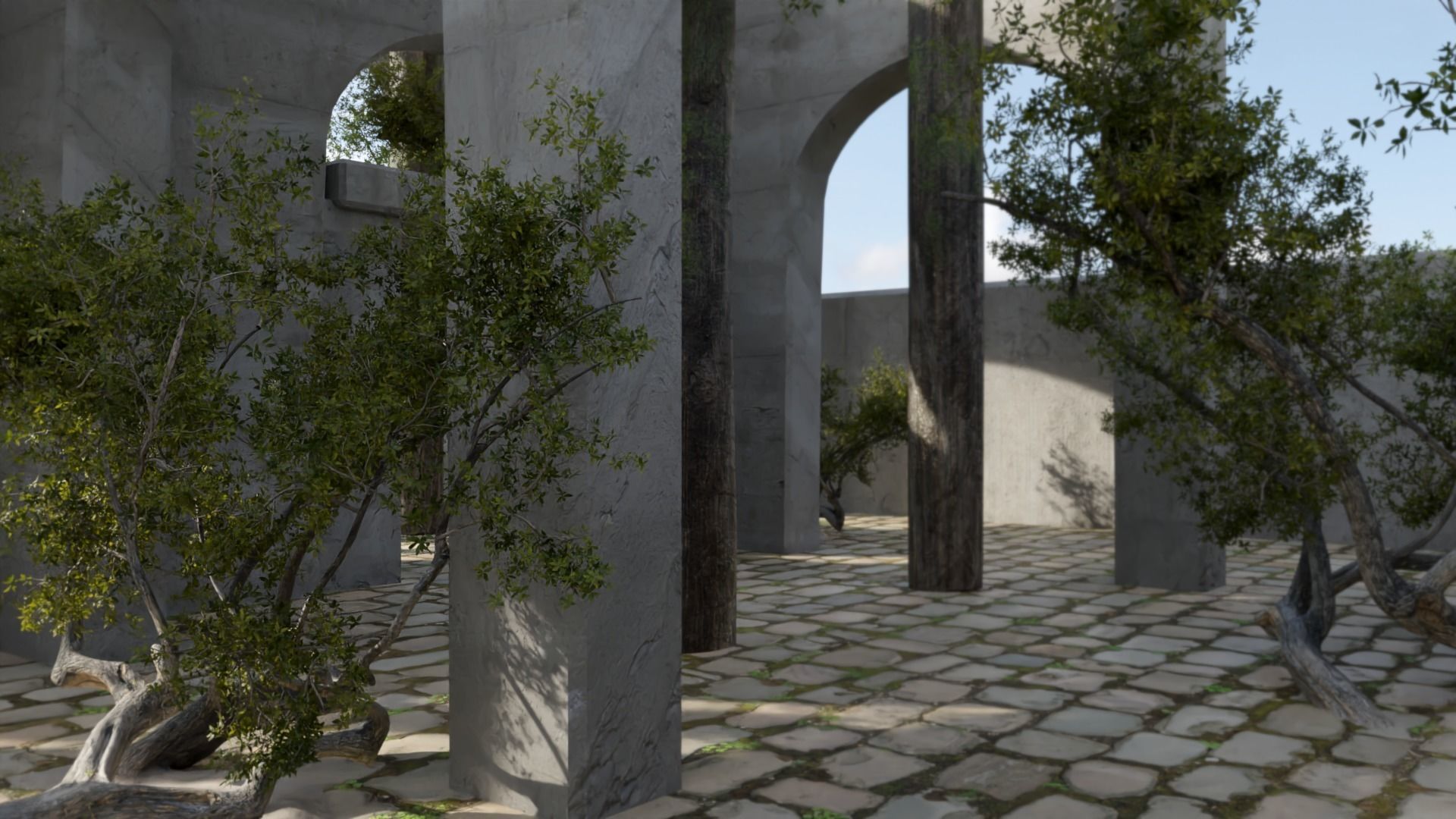 Stone Courtyard Environment 3D model | CGTrader