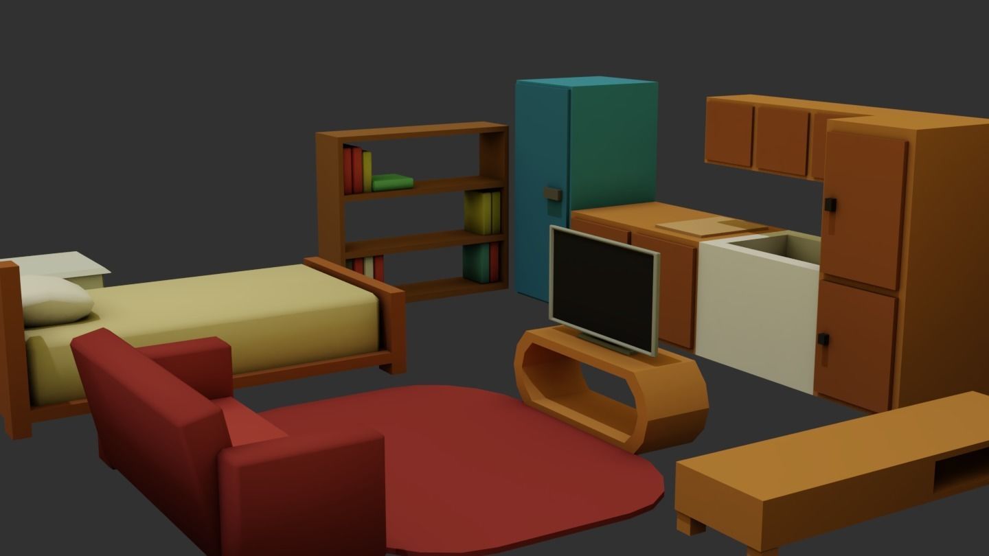 3D model 3d low poly smooth furniture for your project VR / AR / low ...