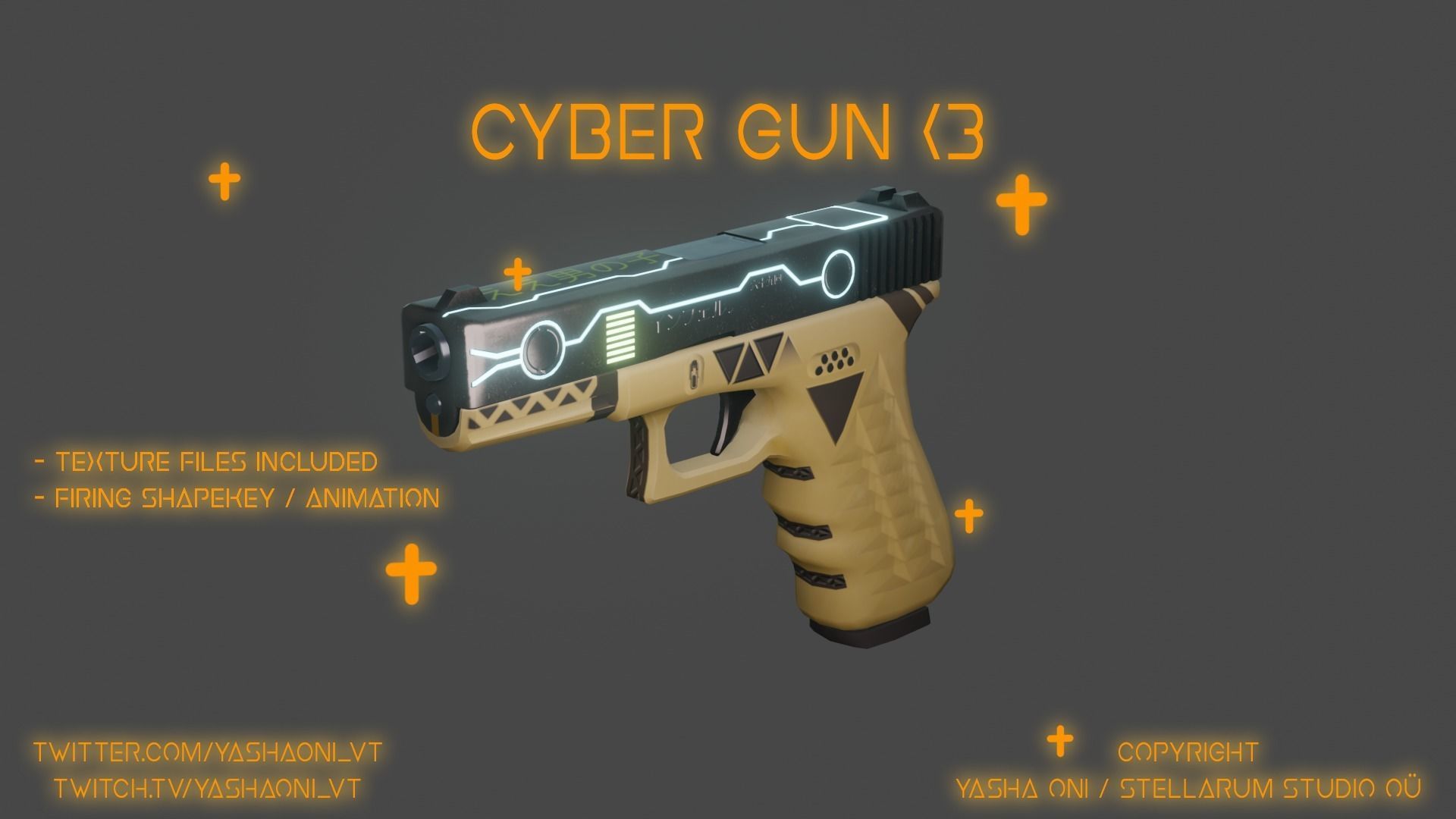 3D model Cyber gun 2 versions VR / AR / low-poly | CGTrader