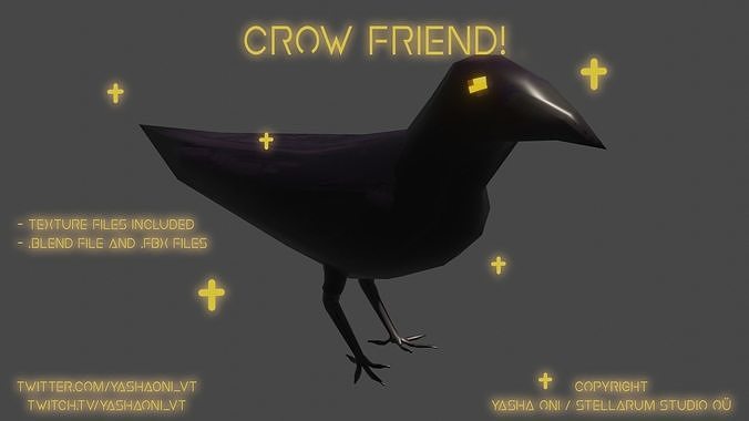 3D model Low poly crow friend VR / AR / low-poly | CGTrader
