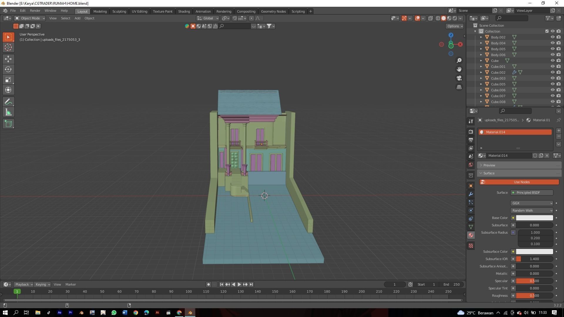 The basic model of a two-story house 3D model | CGTrader