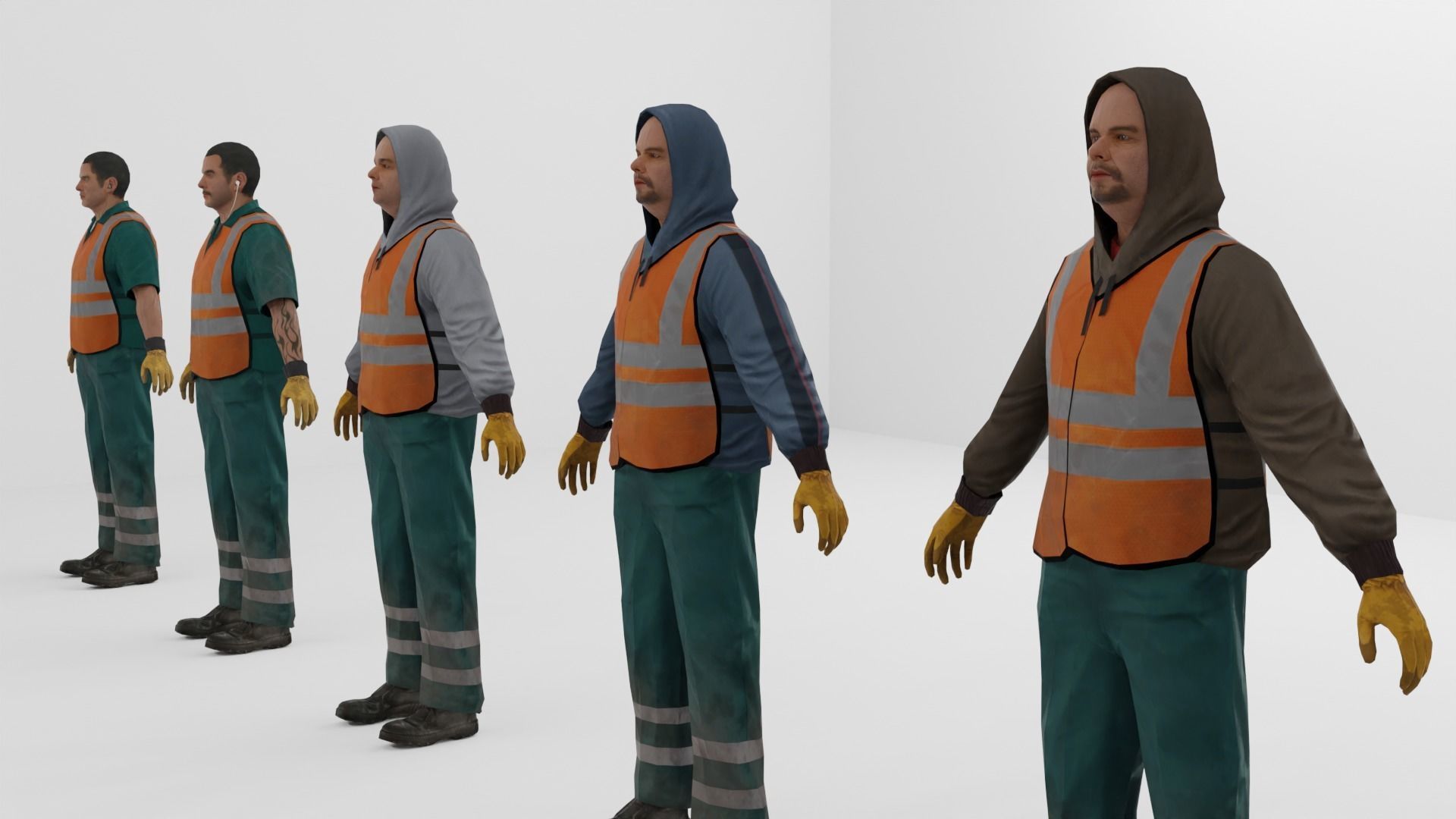 3D model Garbage Worker Pack Low-poly 3D model VR / AR / low-poly ...