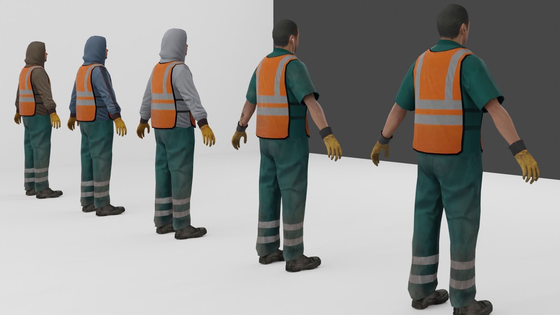 3D model Garbage Worker Pack Low-poly 3D model VR / AR / low-poly ...