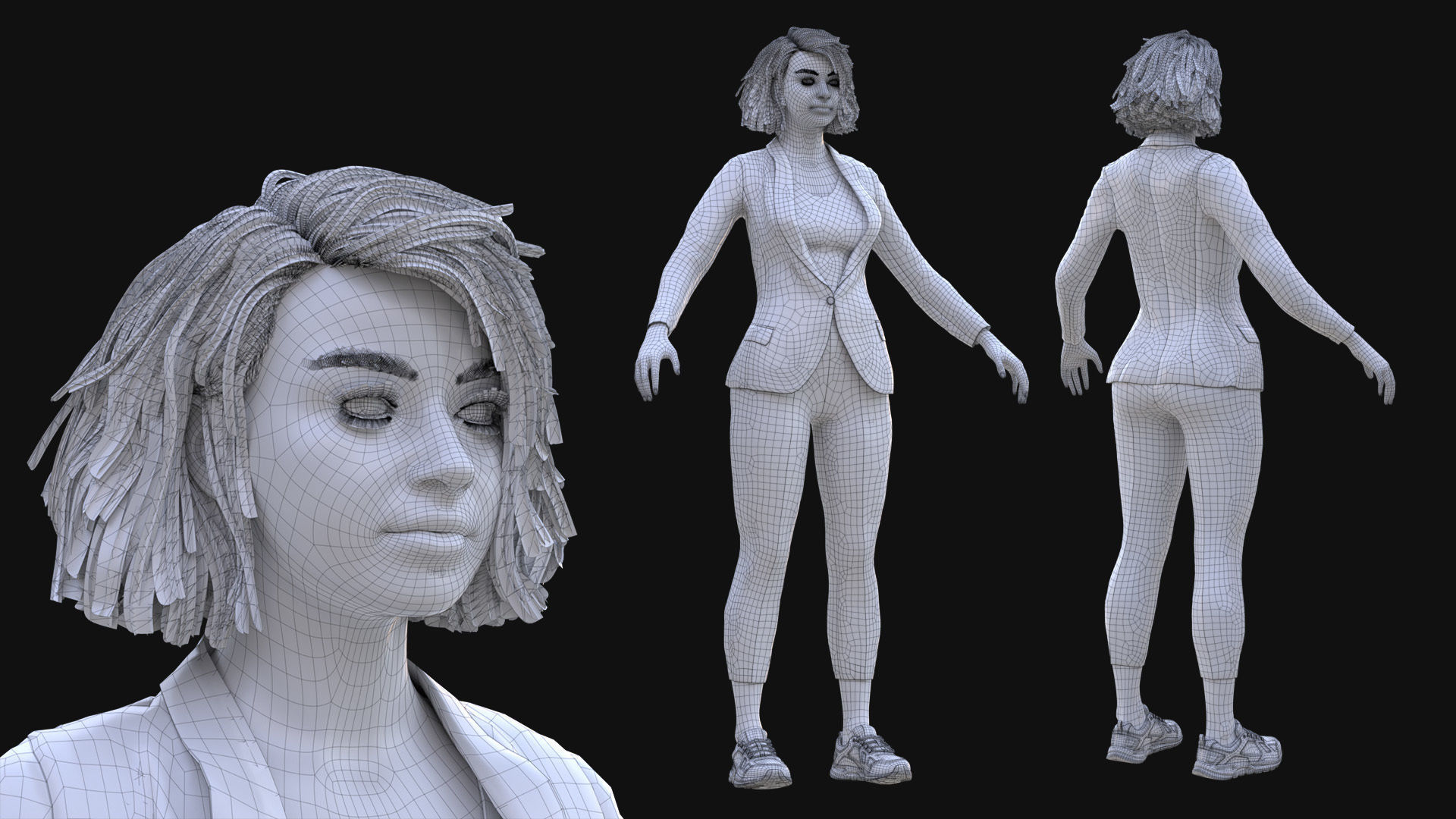 3d Model Businesswoman Modular Rigged Vr Ar Low Poly Rigged