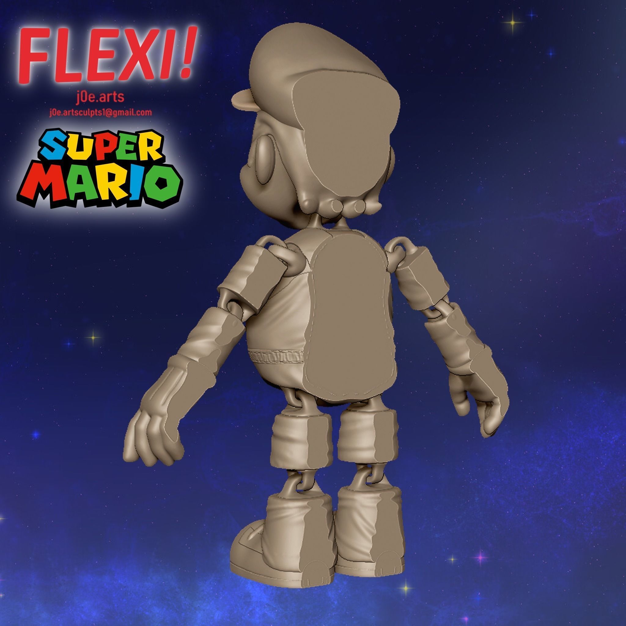 FLEXI Mario from Super Mario Bros Print in place and flexi 3D model 3D ...