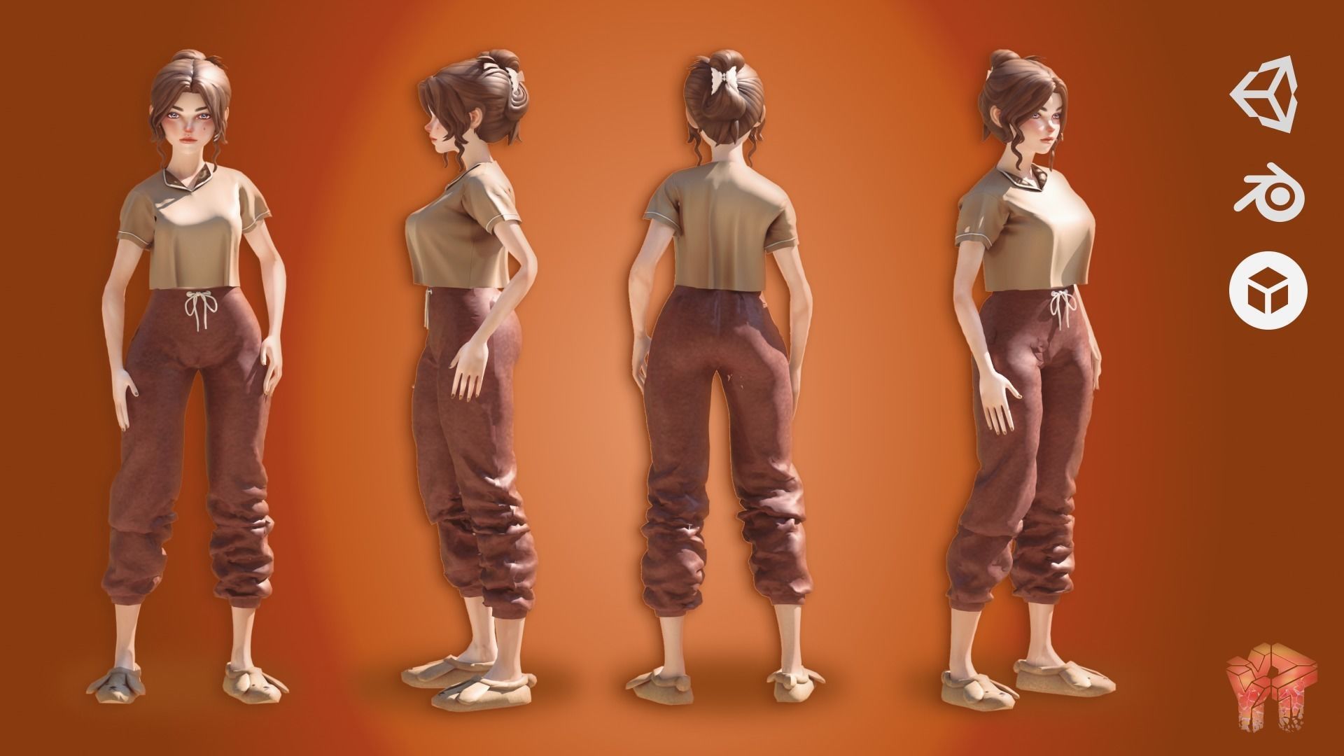 3D model Girl in Pajamas at Home VR / AR / low-poly | CGTrader