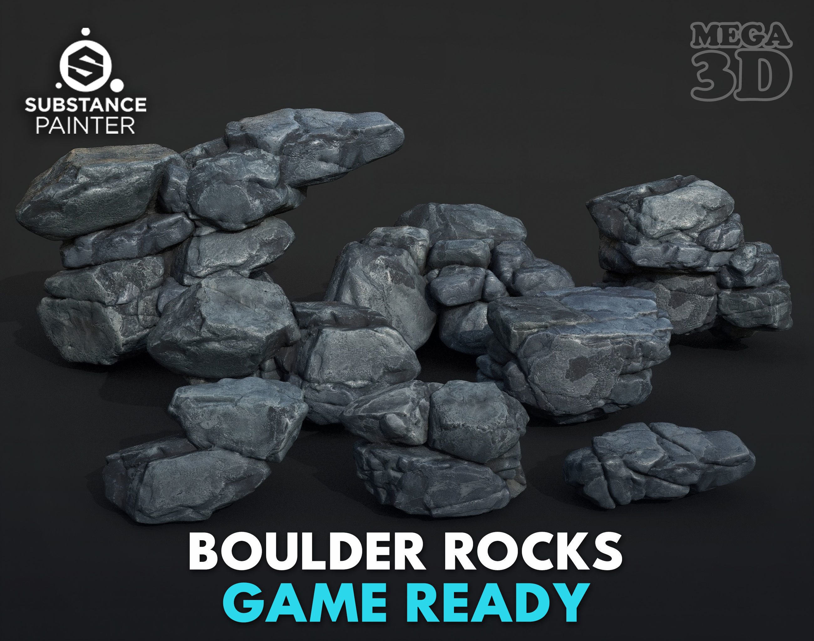 3D model Low poly Boulder Rock 230410 VR / AR / low-poly | CGTrader