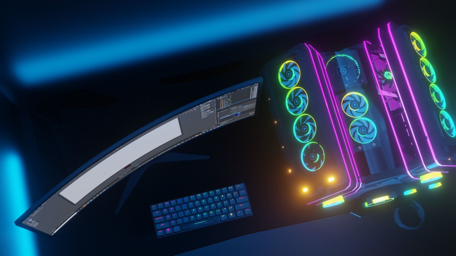 gaming setup free VR / AR / low-poly 3D model animated | CGTrader