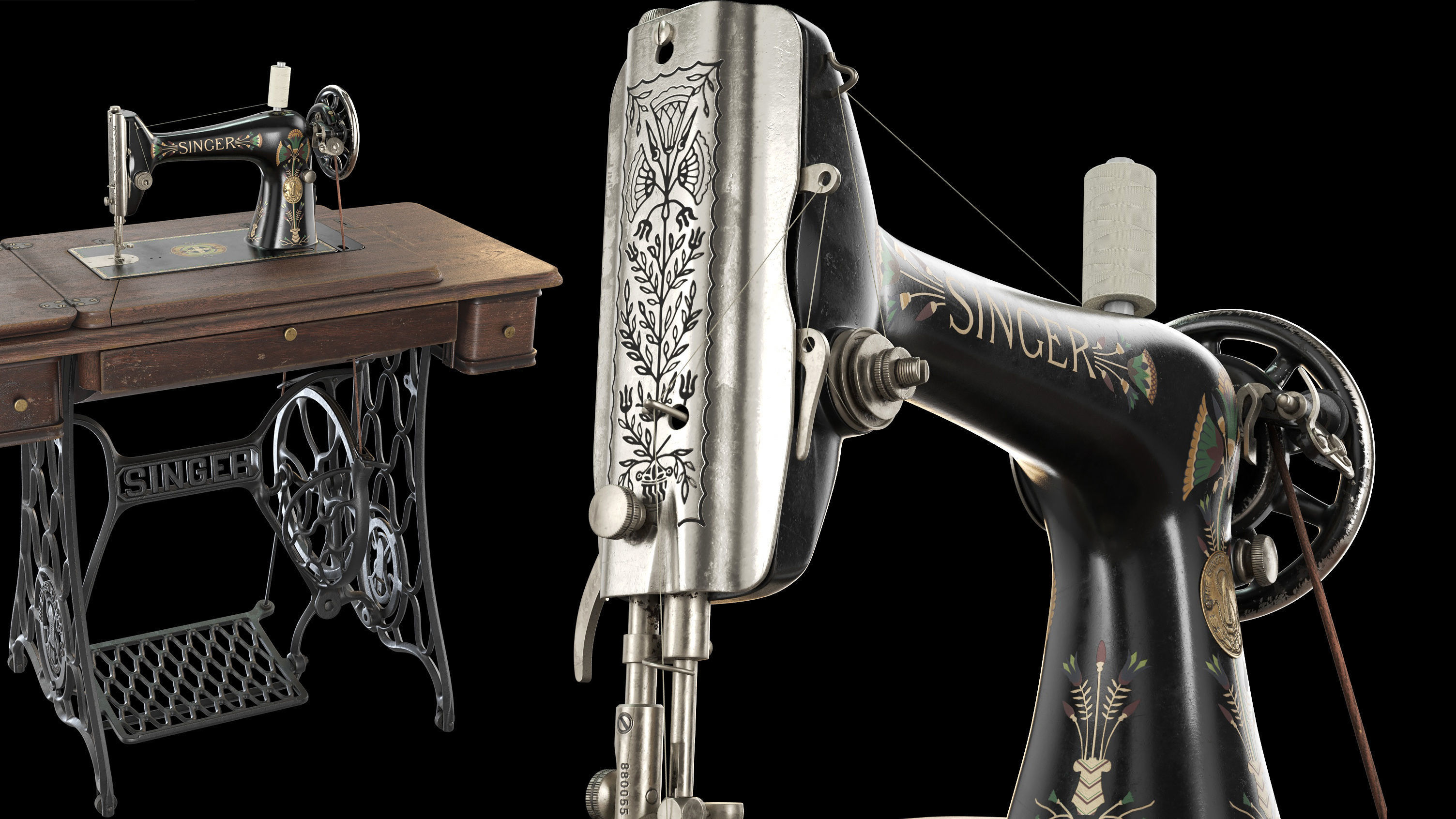 Rare Singer sewing machine 3D model | CGTrader