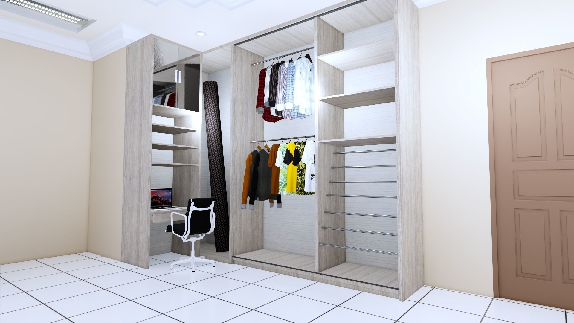 Design 3d Study Desk and Wardrobe sketch up modelling enscape 3D model | CGTrader