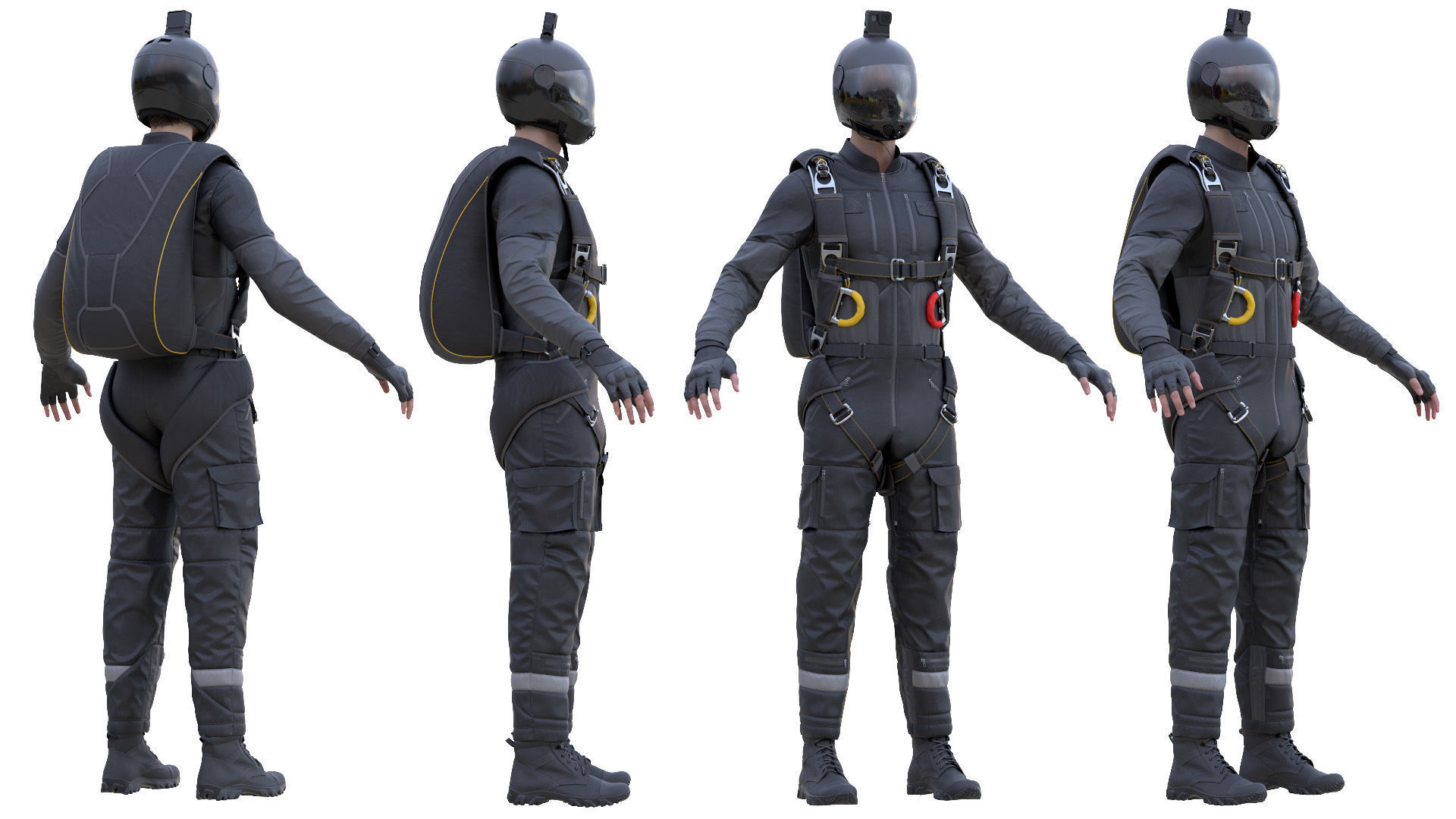 3D model Man in Skydiving Suit - Modular - Rigged VR / AR / low-poly ...
