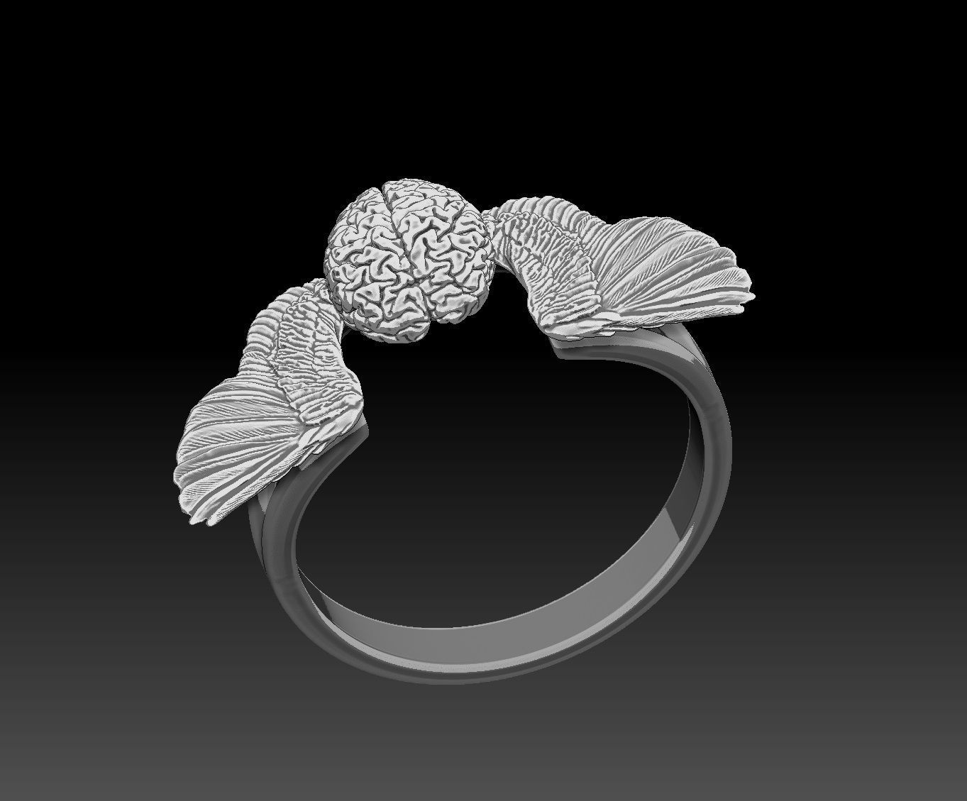 Jewelry ring Brain with wings 3D model 3D printable | CGTrader