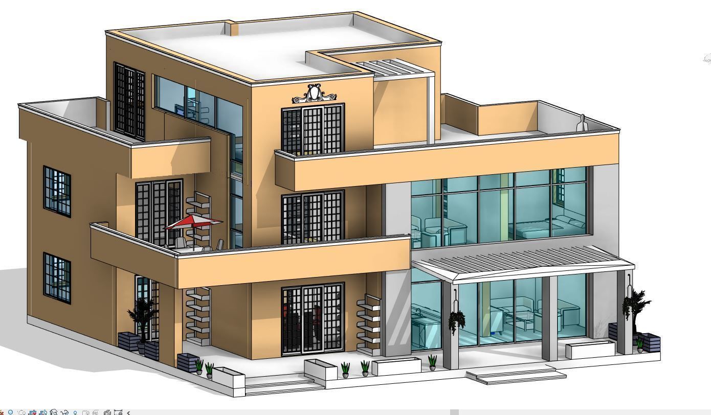 3D model Residential Villa Revit Project VR / AR / low-poly | CGTrader