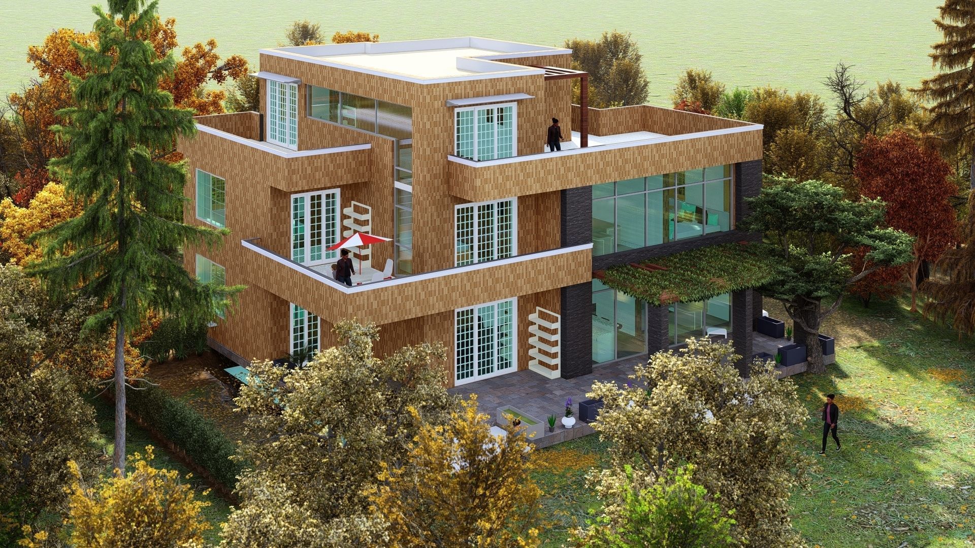 3D model Residential Villa Revit Project VR / AR / low-poly | CGTrader