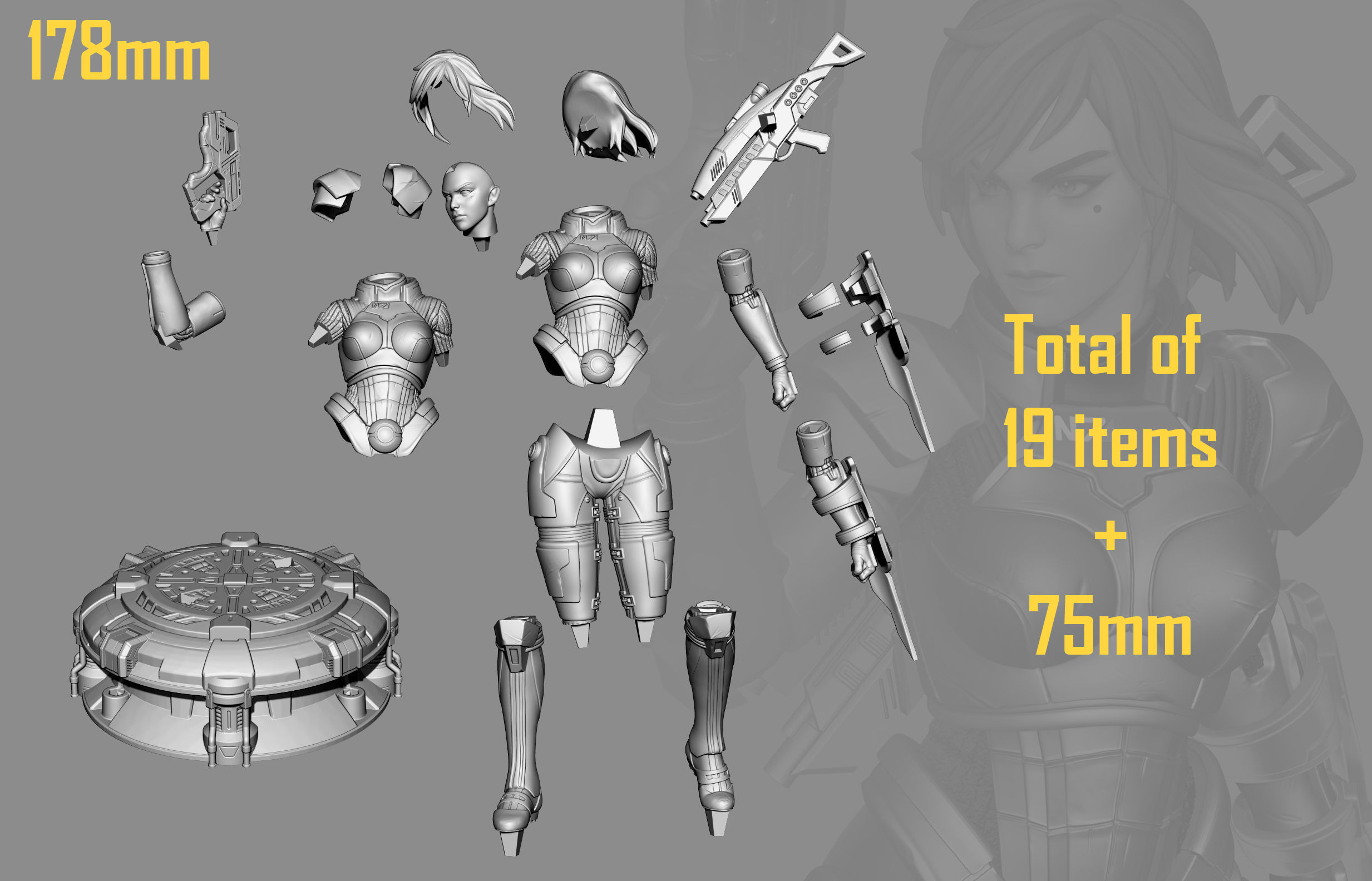 Female Shepard - Mass Effect 3D model 3D printable | CGTrader