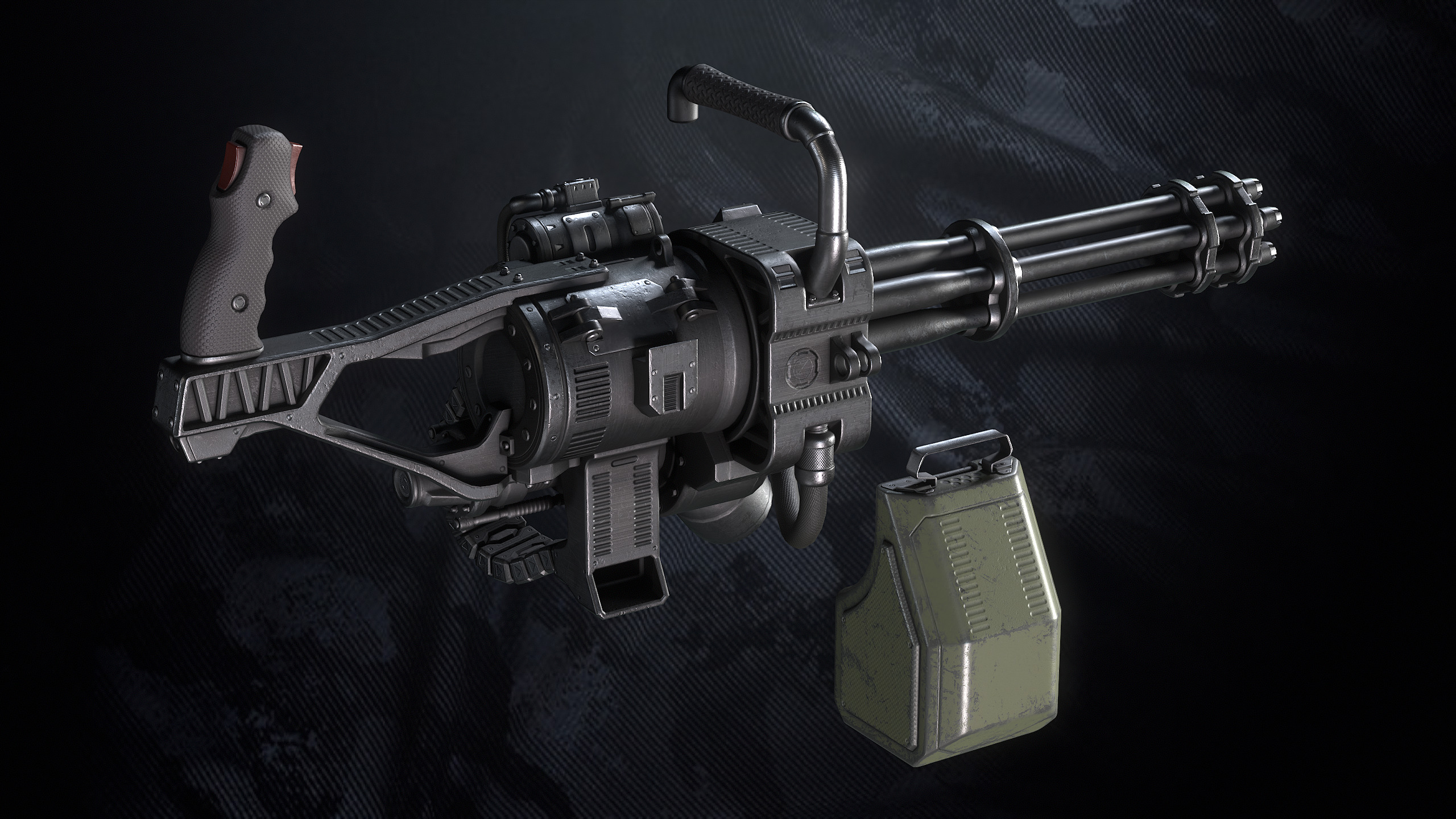 3D model Q-Old Minigun UE and Unity Packs With FBX And Textures VR / AR ...