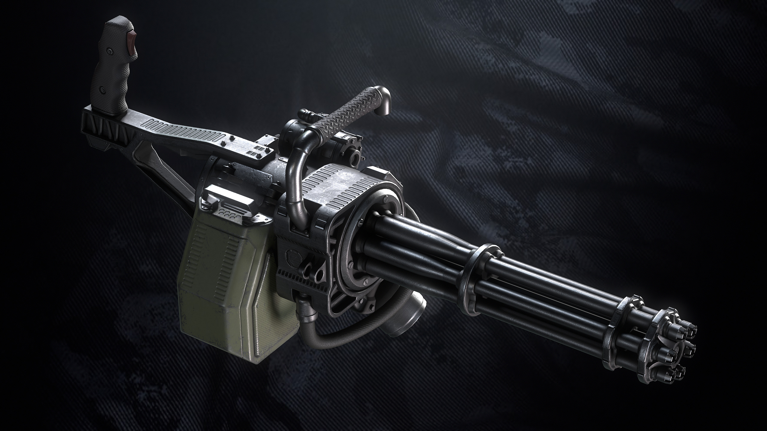 3D model Q-Old Minigun UE and Unity Packs With FBX And Textures VR / AR ...