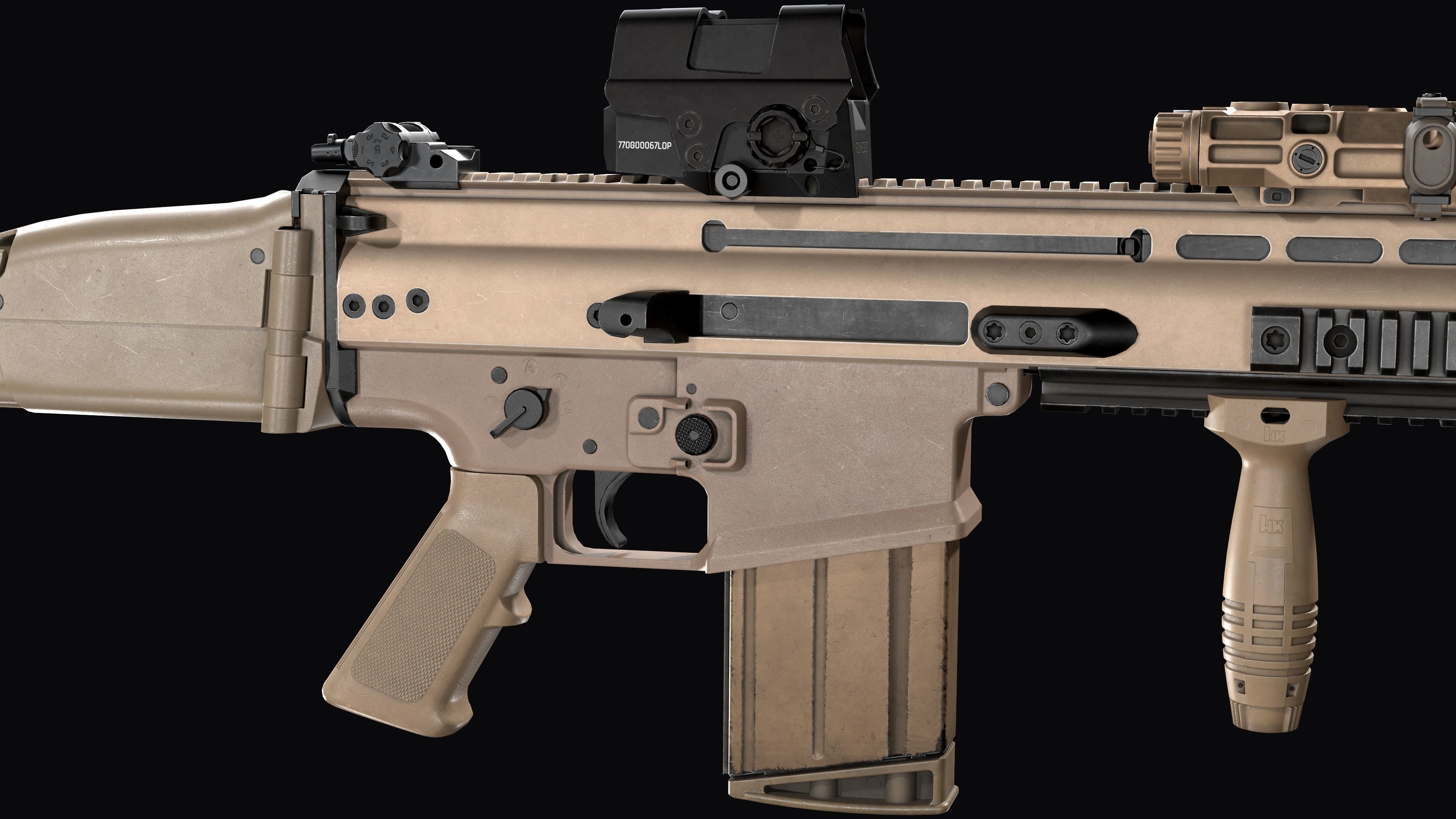 3D model Tactical modular assault rifle FN SCAR-H mk 17 VR / AR / low ...