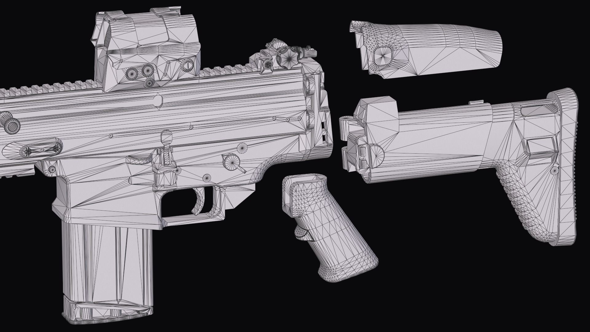 3D model Tactical modular assault rifle FN SCAR-H mk 17 VR / AR / low ...