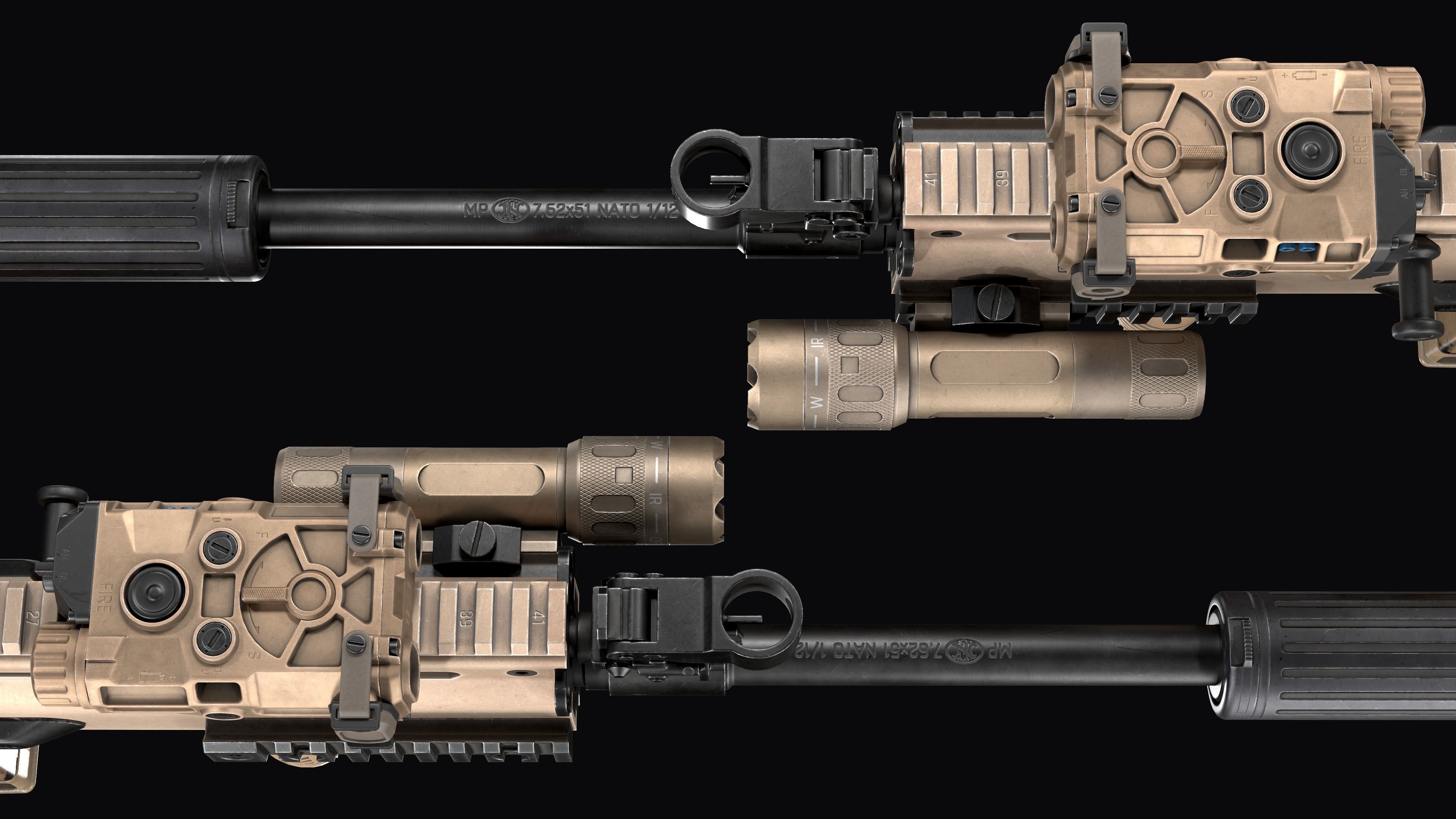 3D model Tactical modular assault rifle FN SCAR-H mk 17 VR / AR / low ...