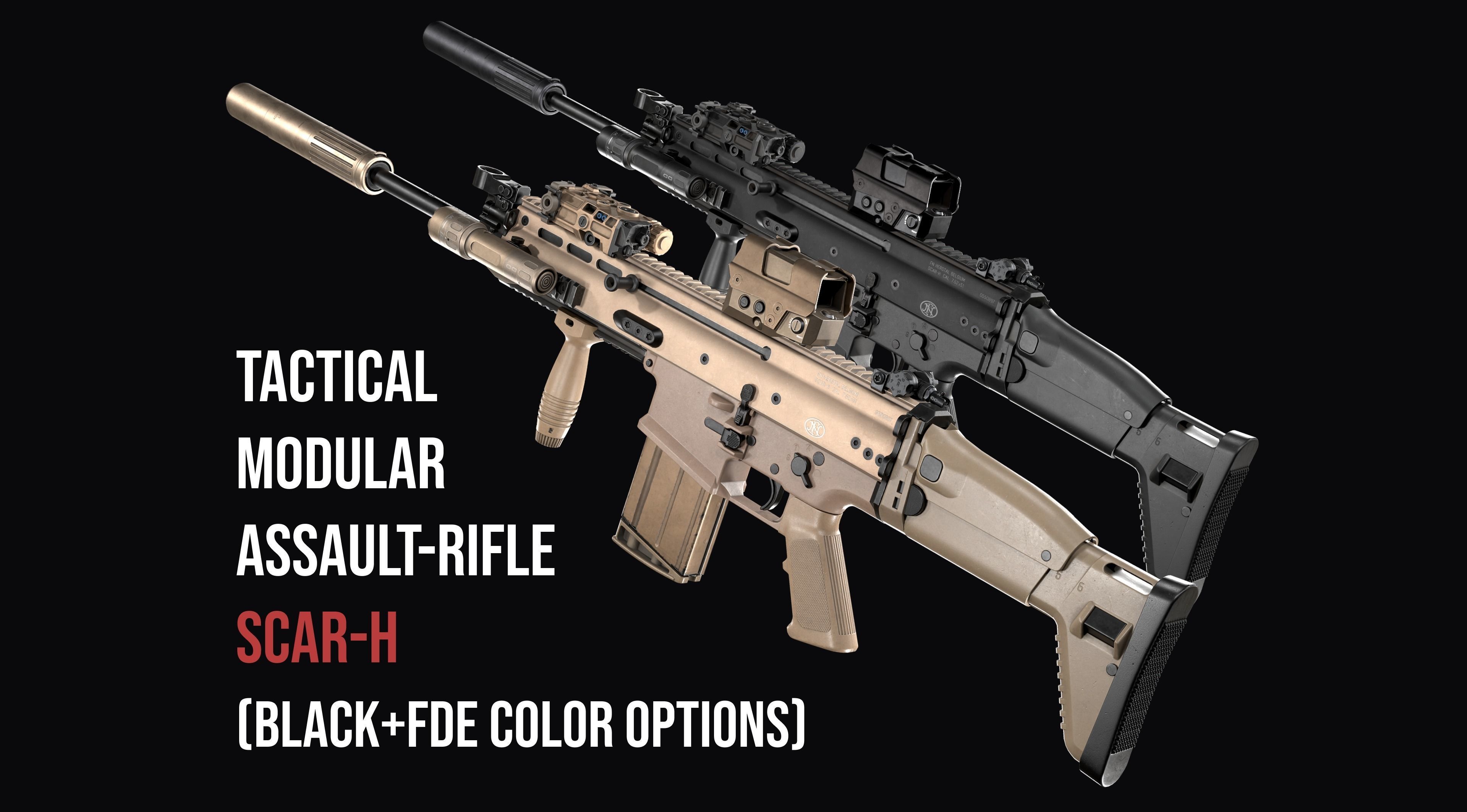 3D model Tactical modular assault rifle FN SCAR-H mk 17 VR / AR / low ...