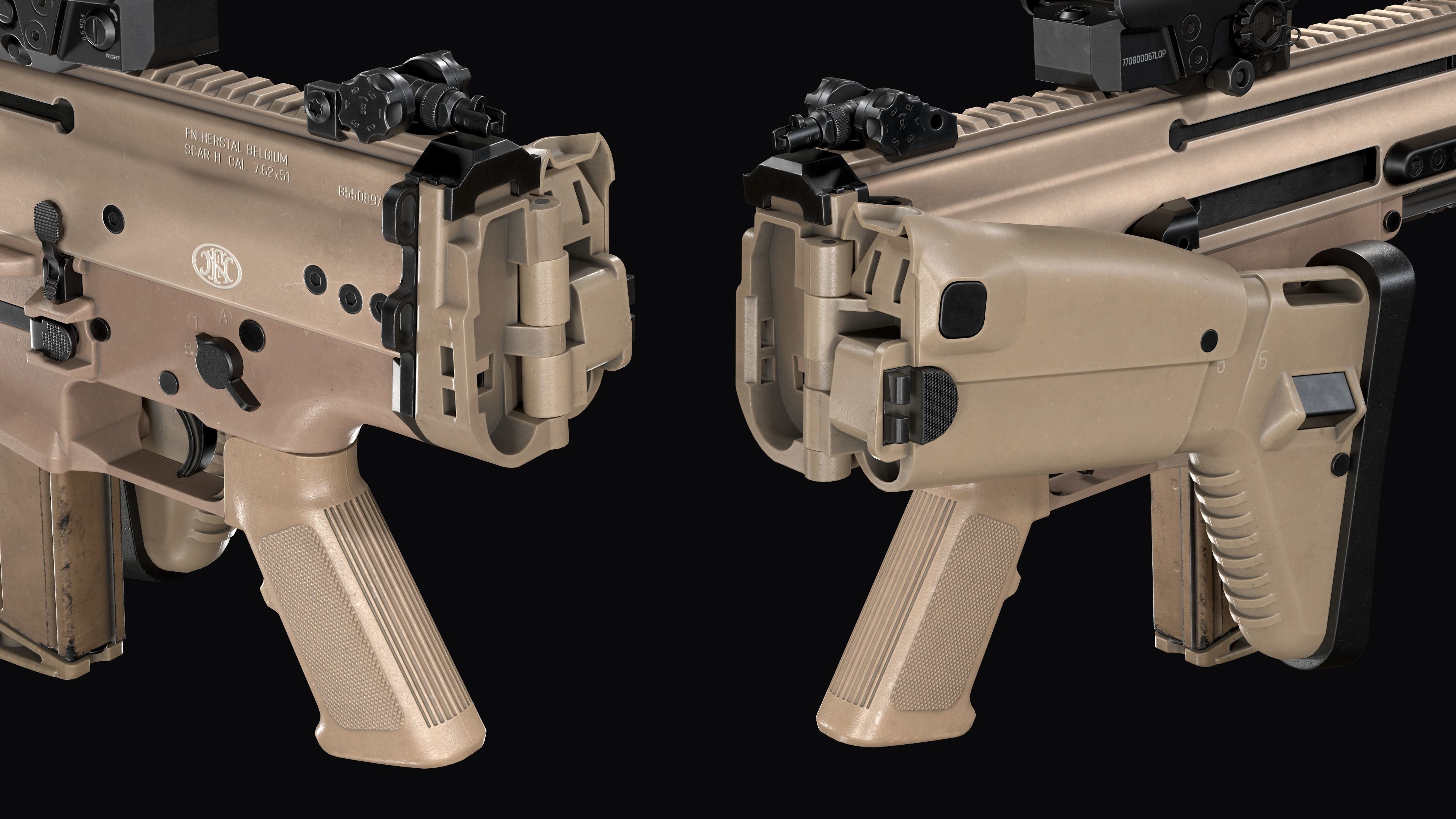 3D model Tactical modular assault rifle FN SCAR-H mk 17 VR / AR / low ...