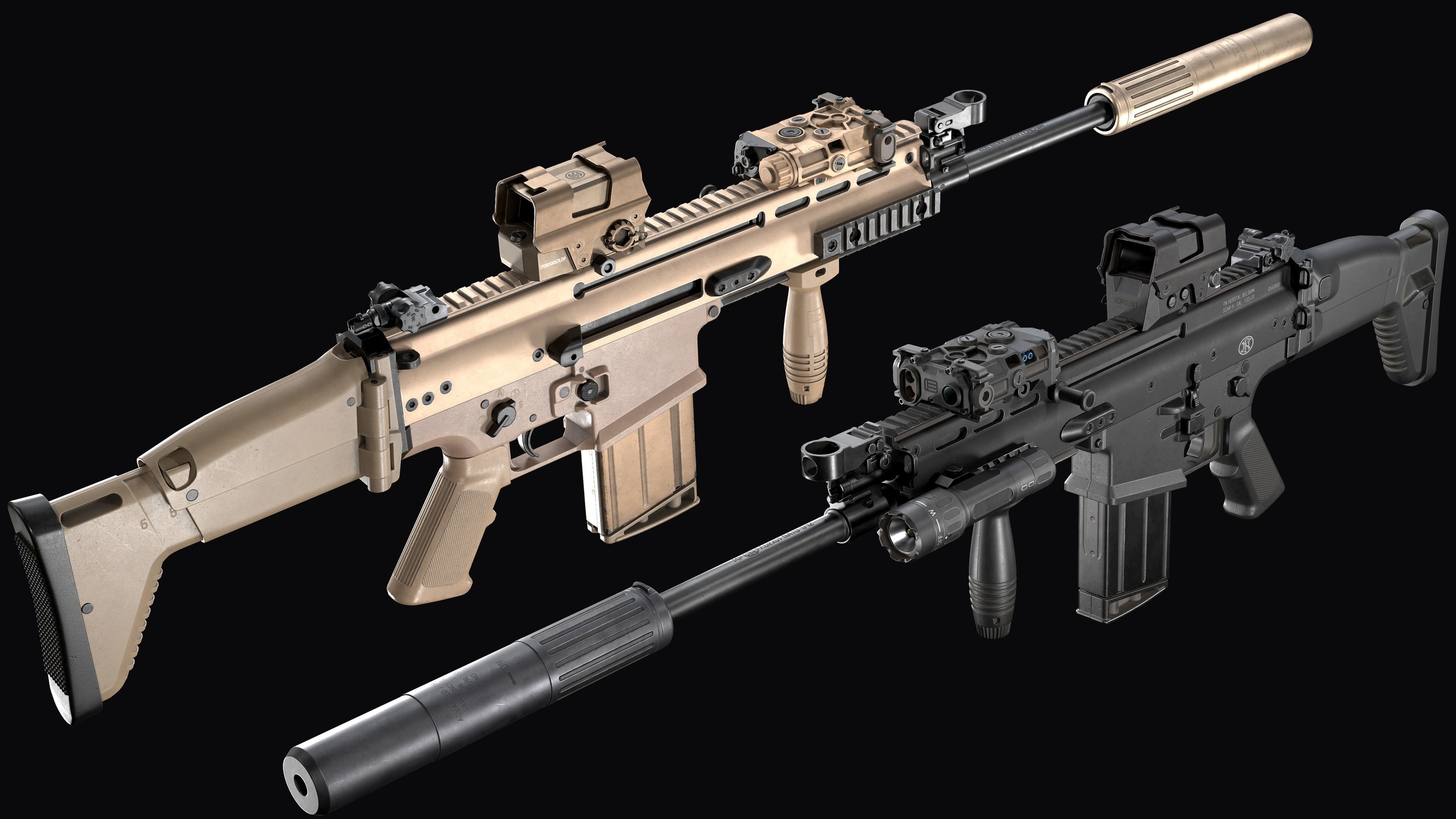 3D model Tactical modular assault rifle FN SCAR-H mk 17 VR / AR / low ...