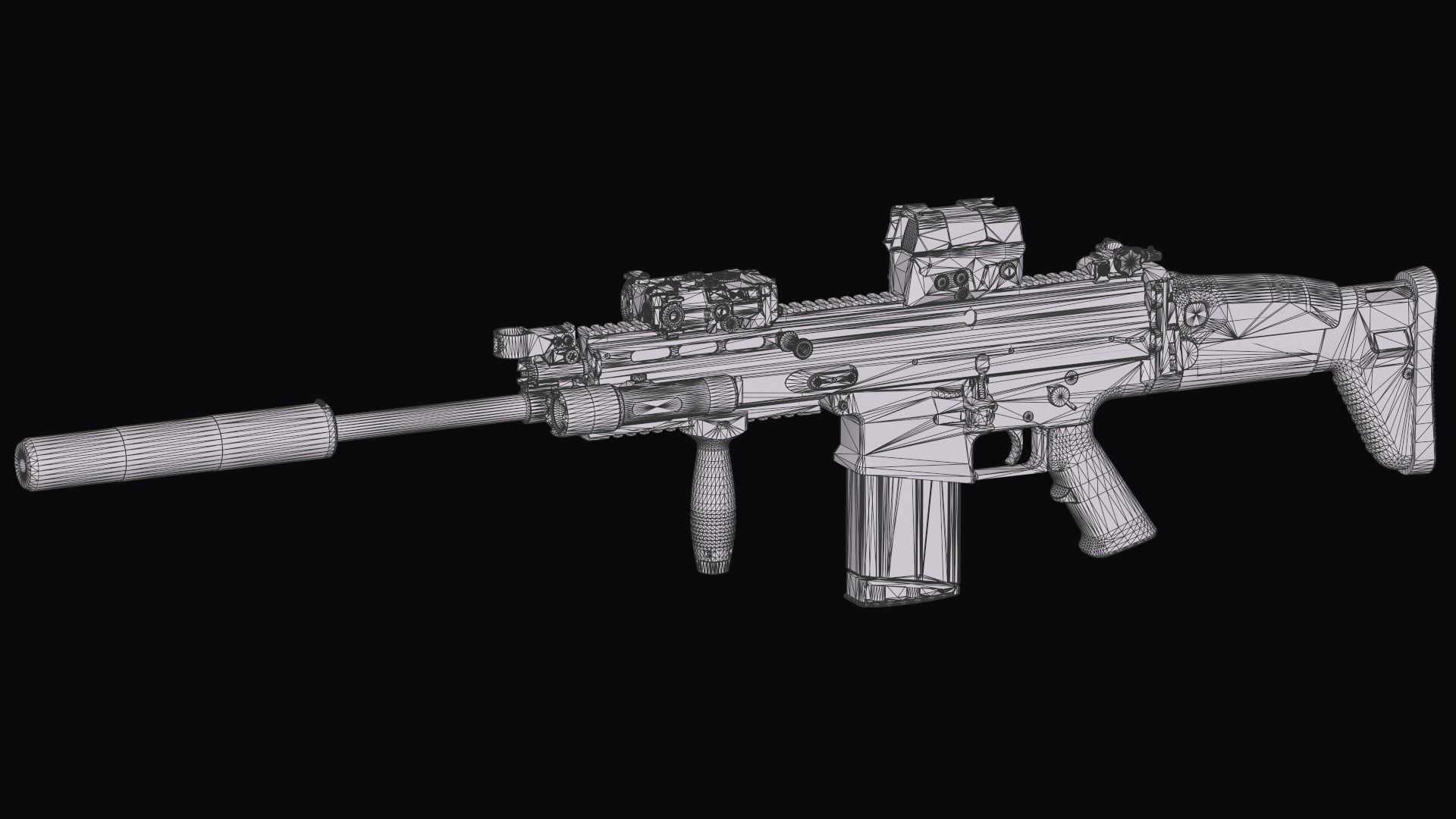 3D model Tactical modular assault rifle FN SCAR-H mk 17 VR / AR / low ...