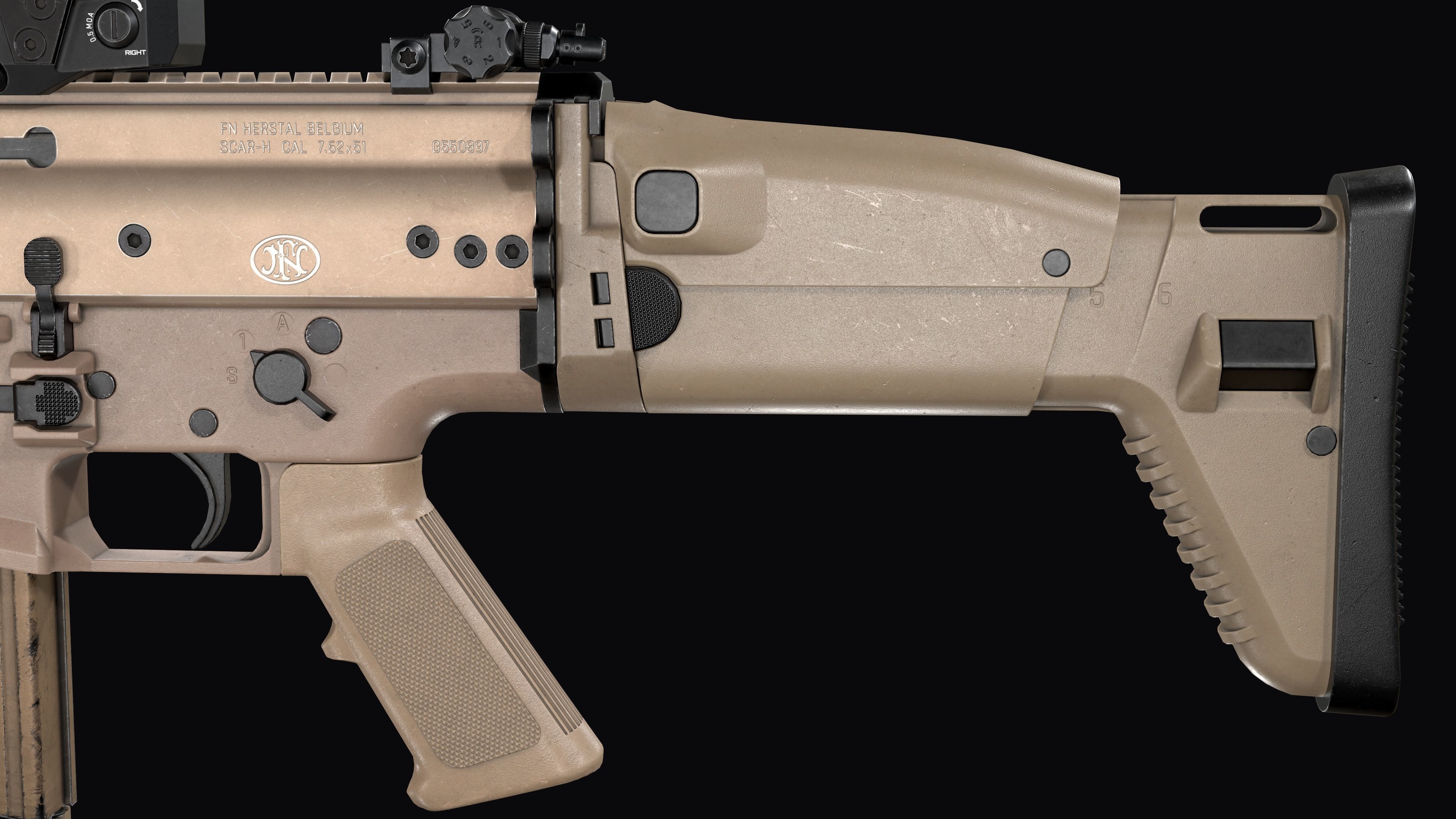 3D model Tactical modular assault rifle FN SCAR-H mk 17 VR / AR / low ...
