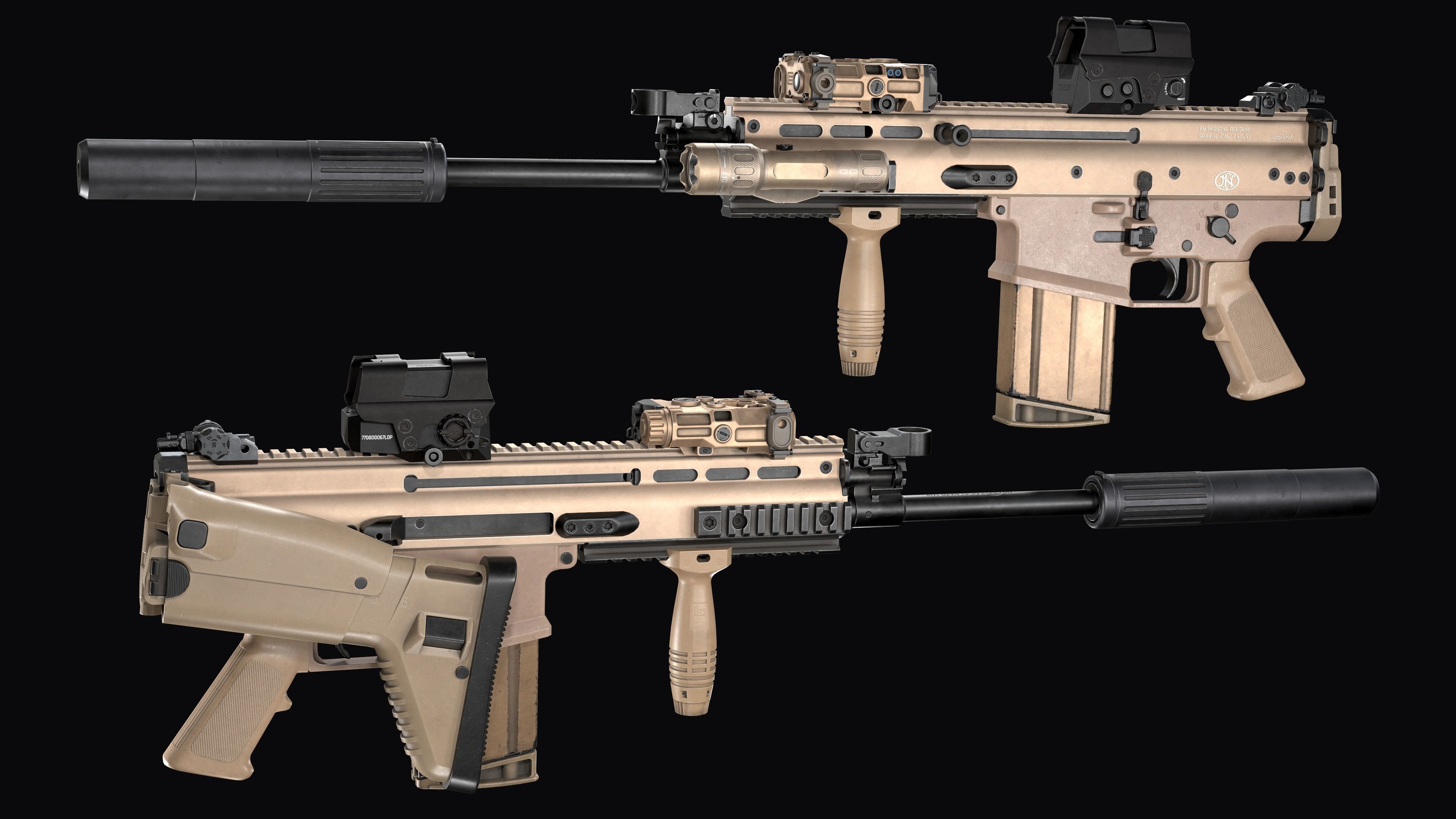 3D model Tactical modular assault rifle FN SCAR-H mk 17 VR / AR / low ...