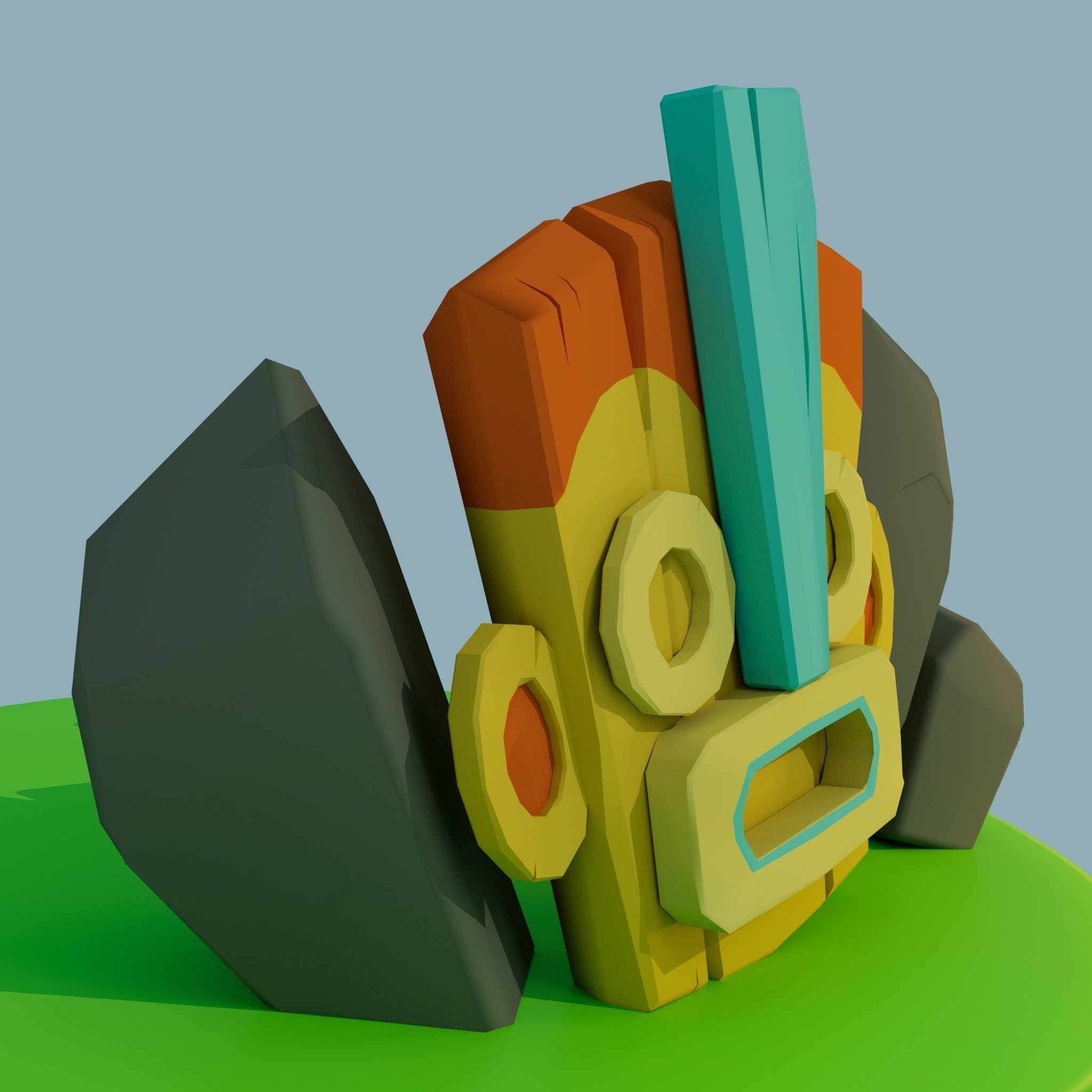 3D model Low Poly stylized Tiki Mask Low-poly 3D model VR / AR / low ...