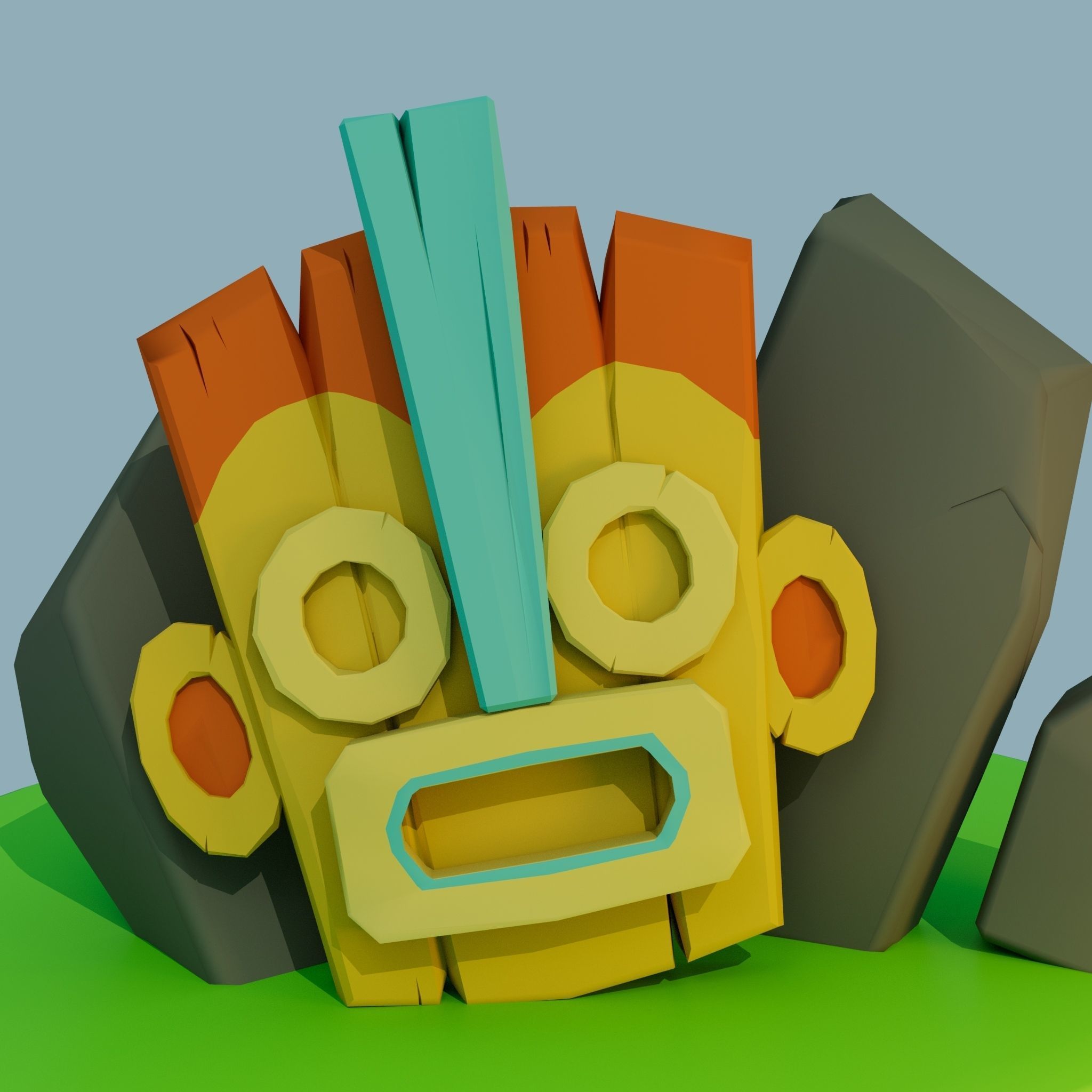 3D model Low Poly stylized Tiki Mask Low-poly 3D model VR / AR / low ...