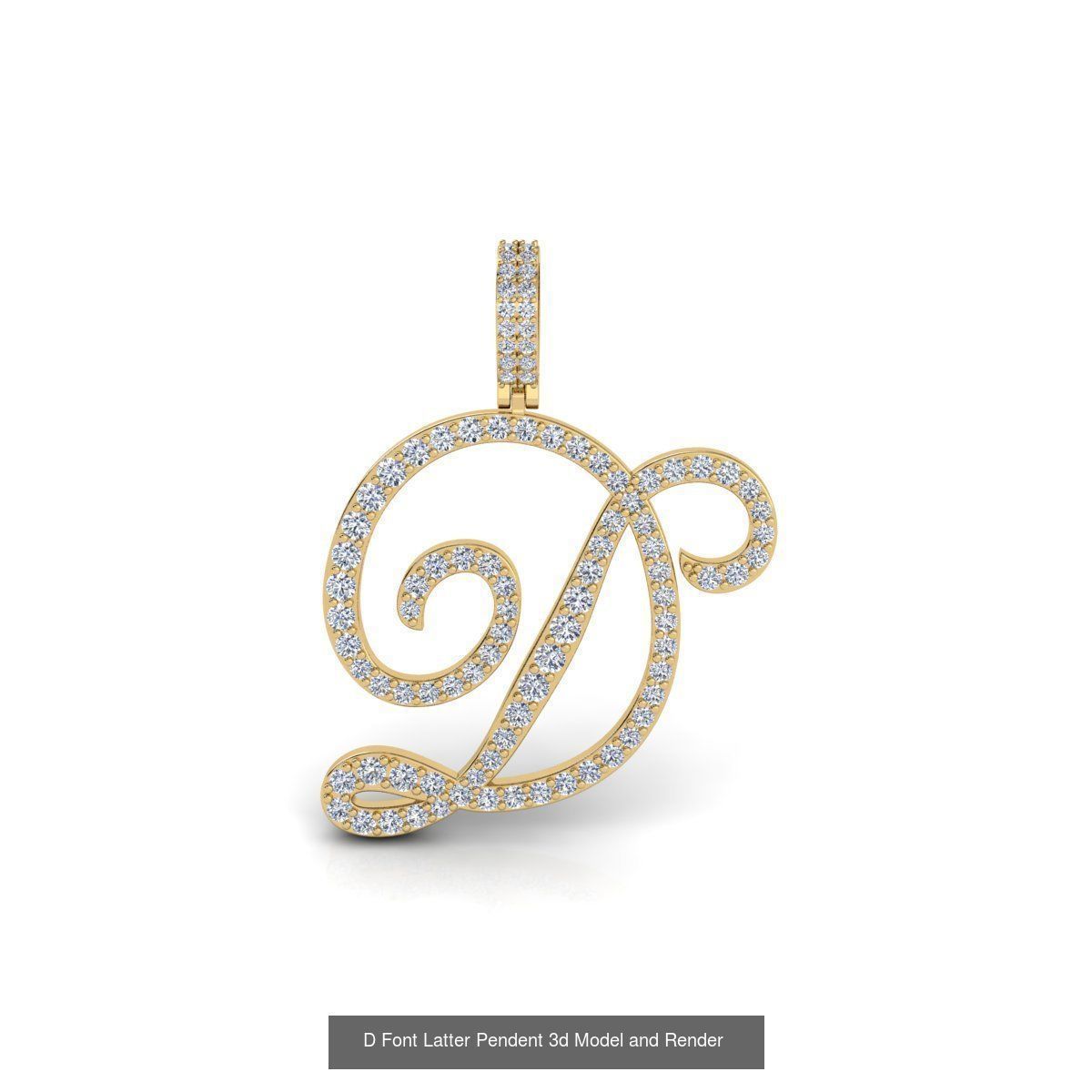 Cursive Font Latter Pendent 3d Model and Render 3D Model Collection ...