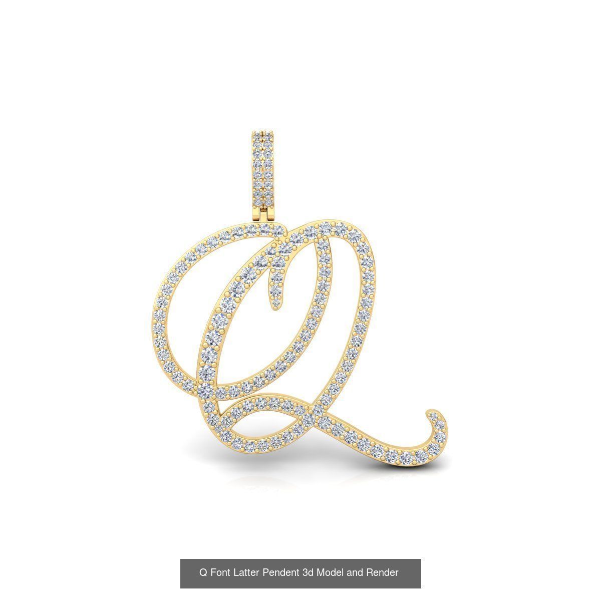 Cursive Font Latter Pendent 3d Model and Render 3D Model Collection ...