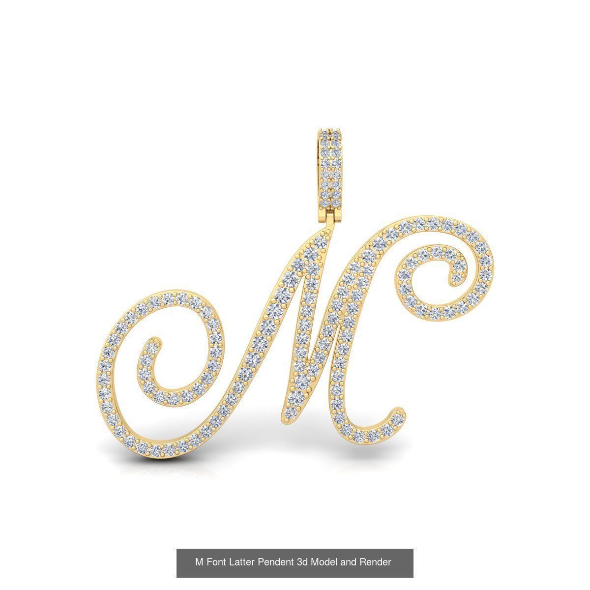 Cursive Font Latter Pendent 3d Model and Render 3D Model Collection ...