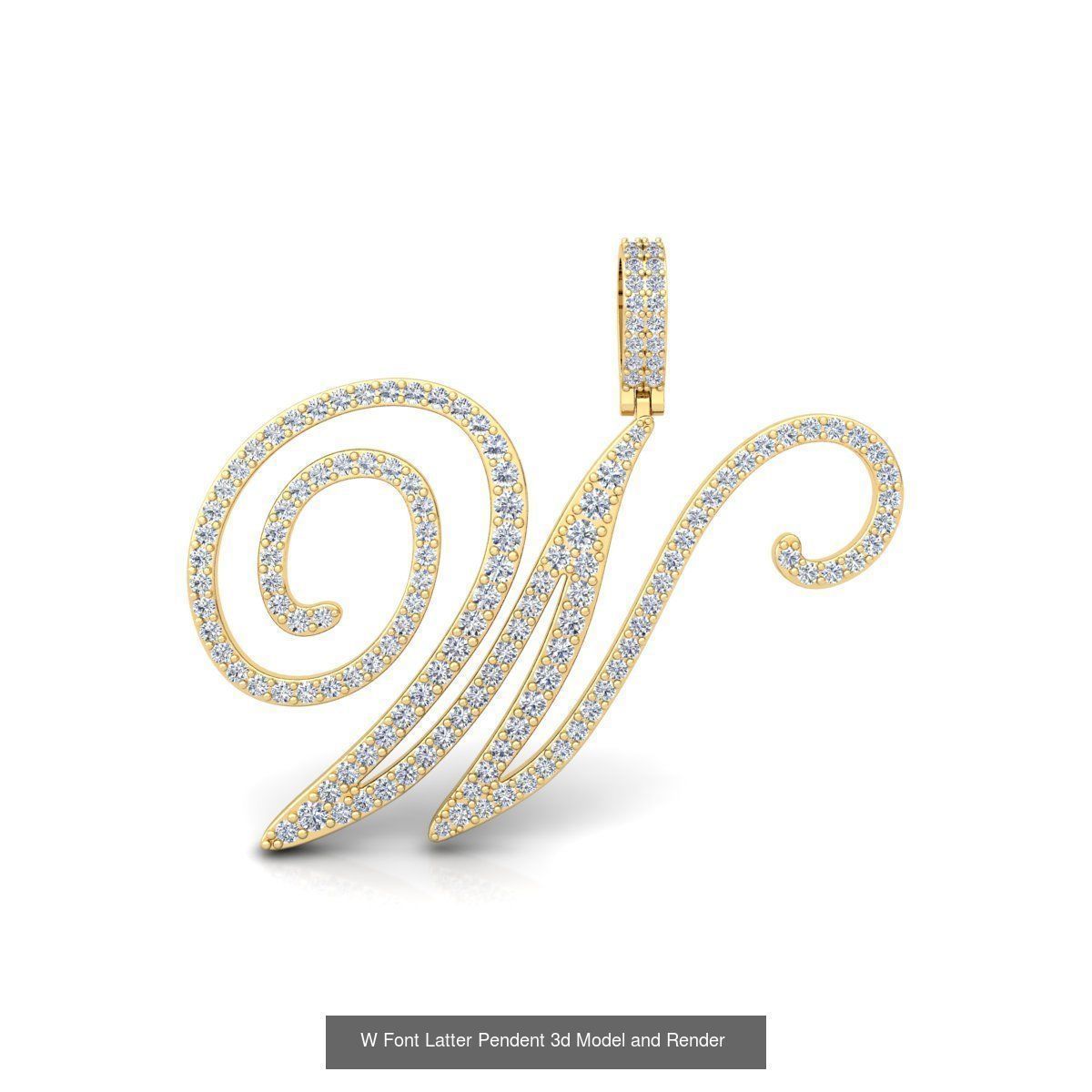 Cursive Font Latter Pendent 3d Model and Render 3D Model Collection ...