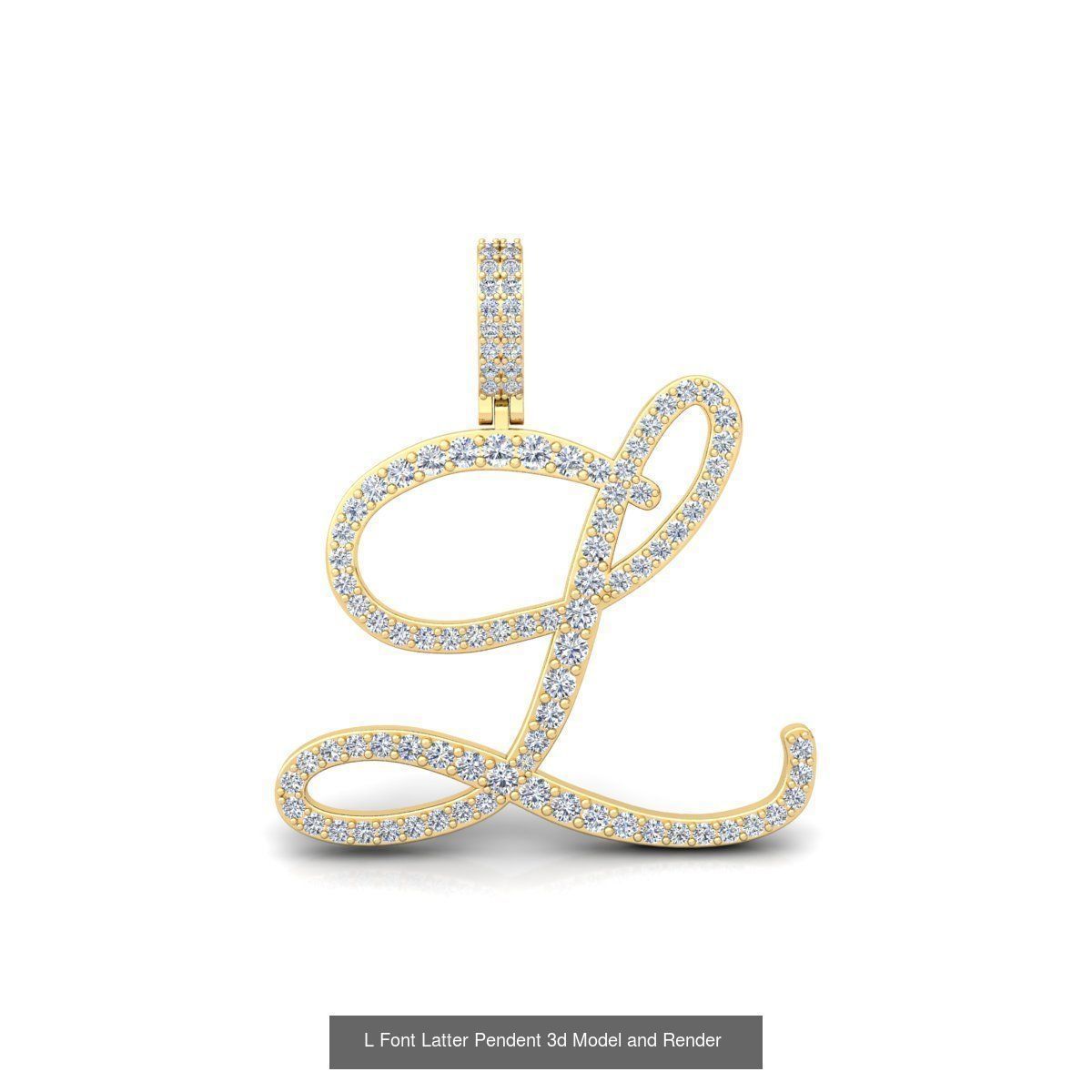 Cursive Font Latter Pendent 3d Model and Render 3D Model Collection ...