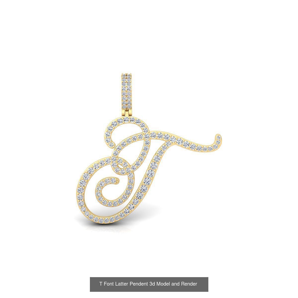 Cursive Font Latter Pendent 3d Model and Render 3D Model Collection ...