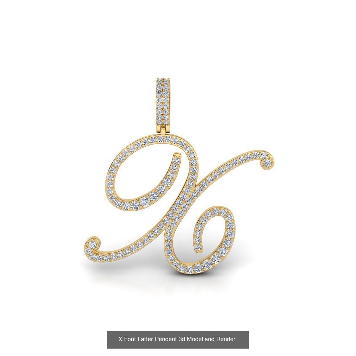 Cursive Font Latter Pendent 3d Model and Render 3D Model Collection ...