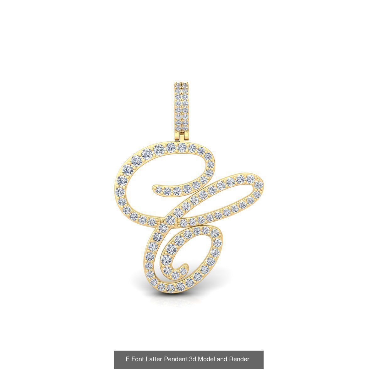 Cursive Font Latter Pendent 3d Model and Render 3D Model Collection ...